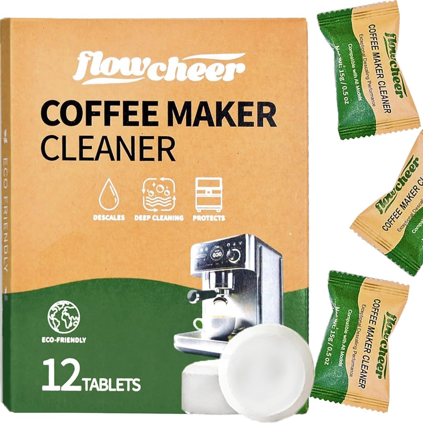 Amazon.com: flowcheer Coffee Maker Cleaner & Descaler Tablets 12-Pack ...