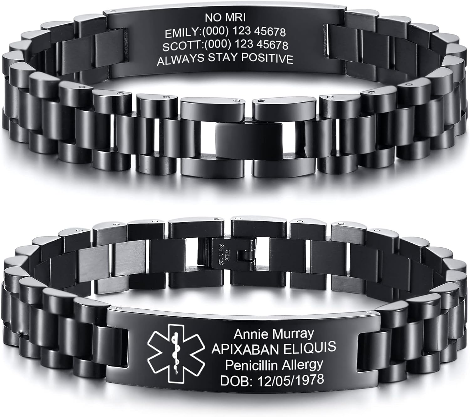 Amazon.com: MEALGUET Medical ID Bracelet for Men : Free Engraving ...