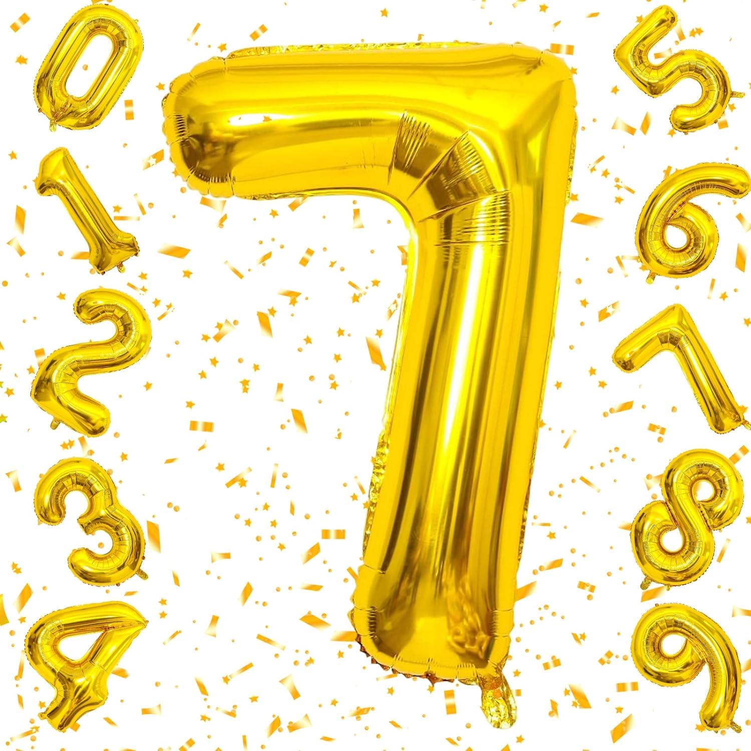 Flyloons 7 number Golden Foil Balloon 16 inch Size Birthday Decoration ...