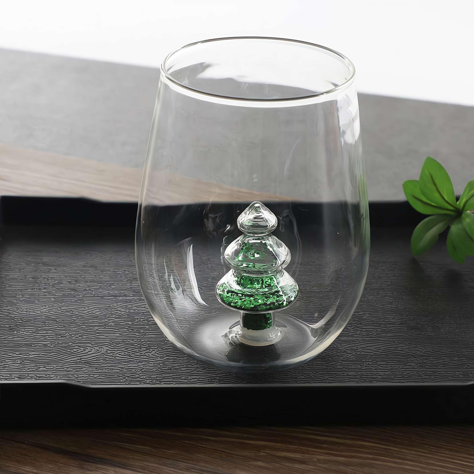 Amazon.com | Yuletide Stemless Wine Glass,3D Wine Glass Cup With ...