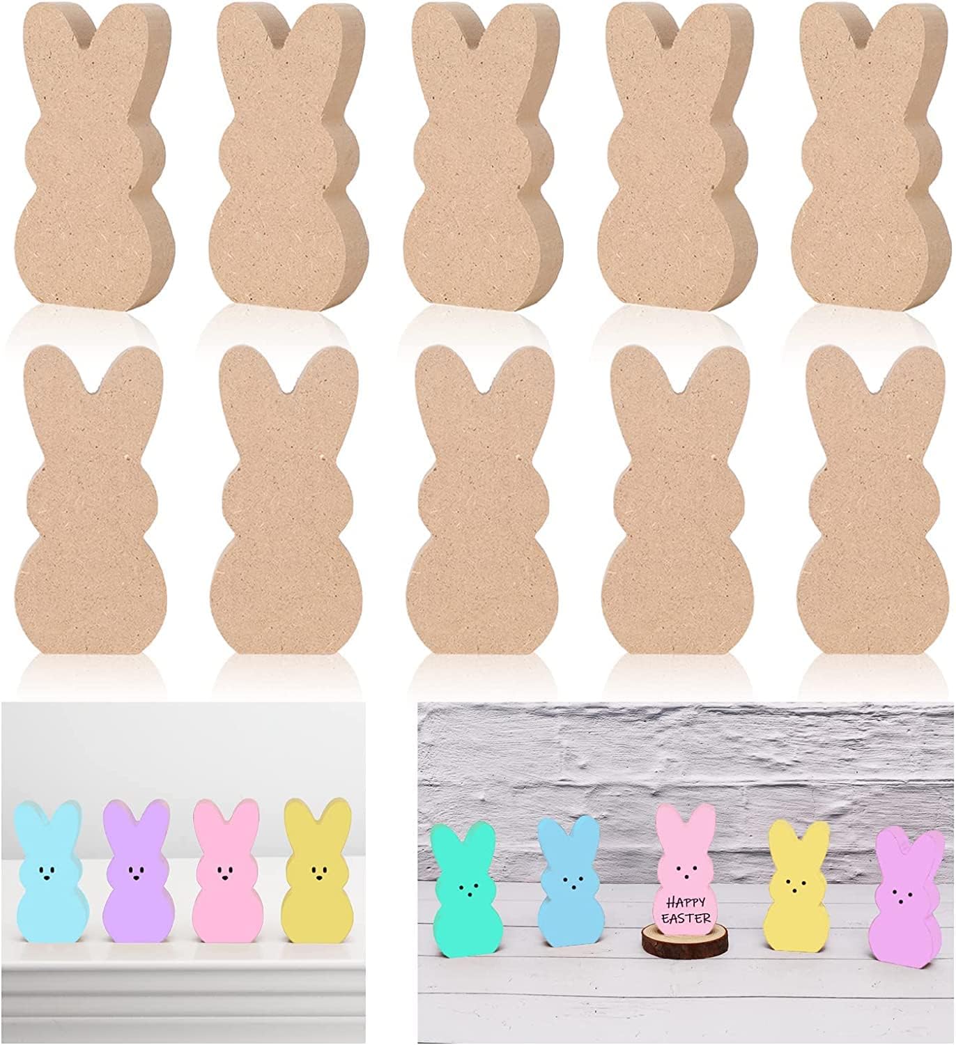Amazon.com: DGjianfei 9PCS Bunny Table Wooden Sign Bunny Shaped ...