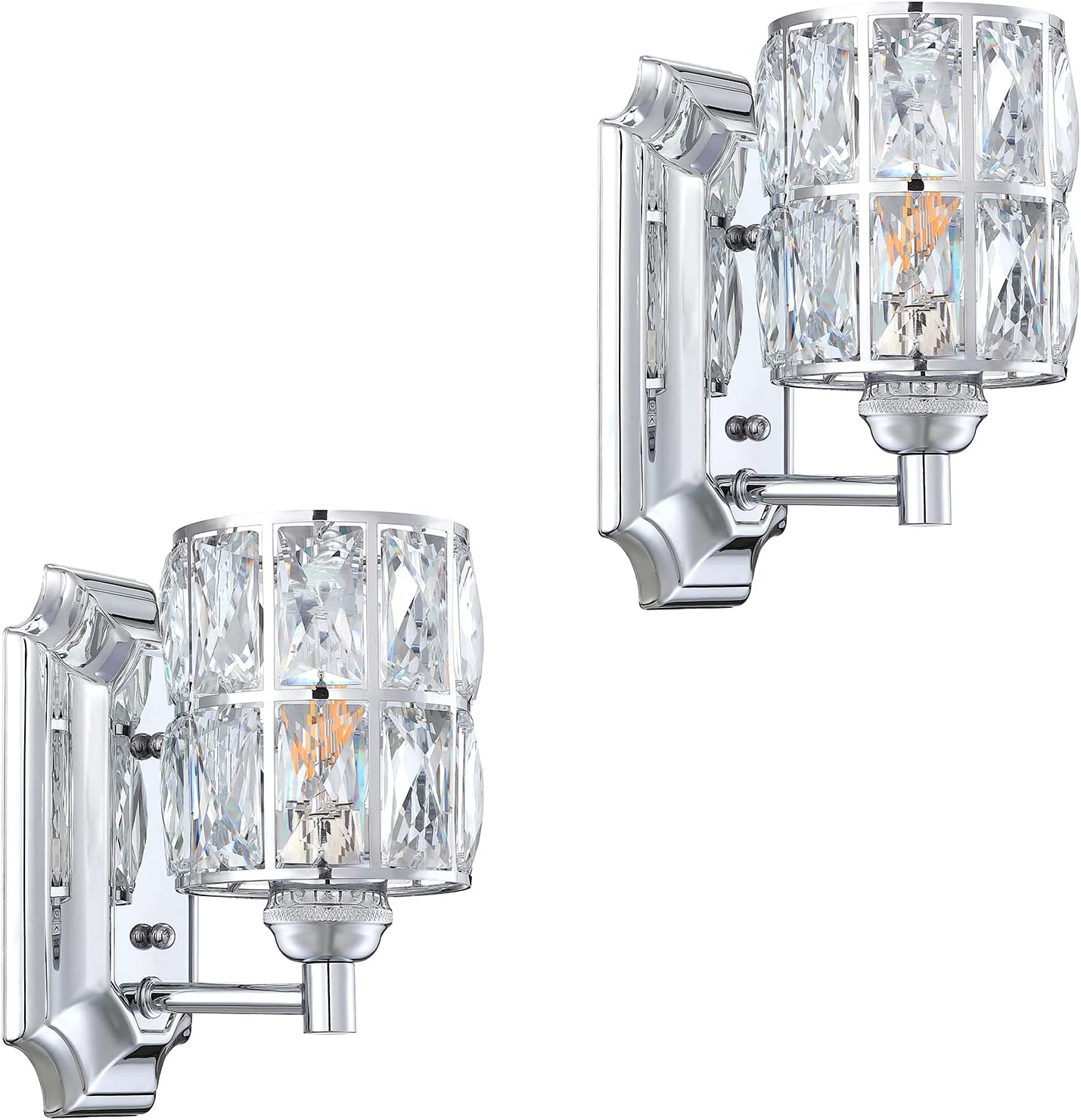 LOCLGPM Modern Chrome Crystal Wall Sconces, Elegant Bathroom Vanity ...