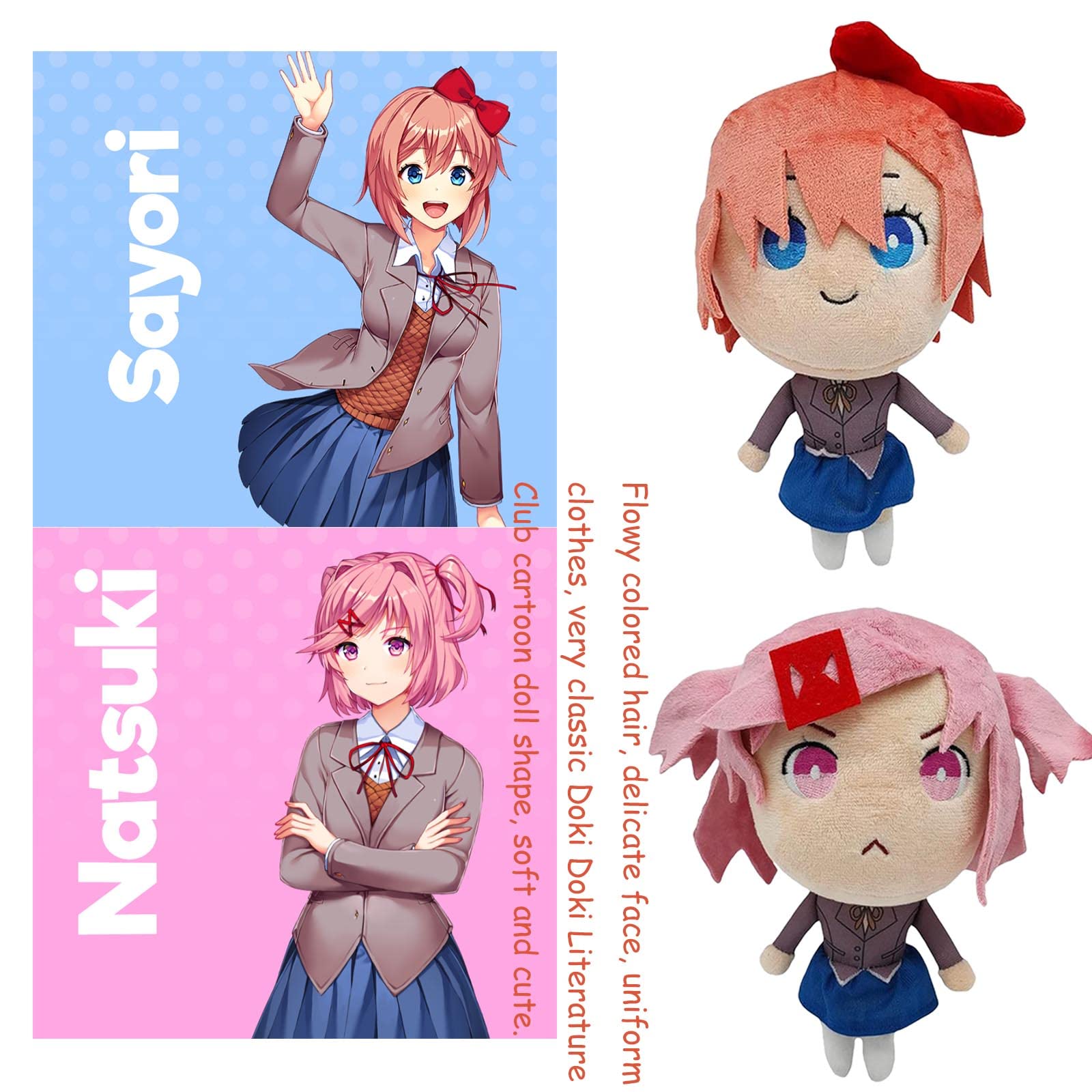 Ddlc Plush 8.2in Doki Doki Literature Club Natsuki/Monika/Yuri/Sayori ...