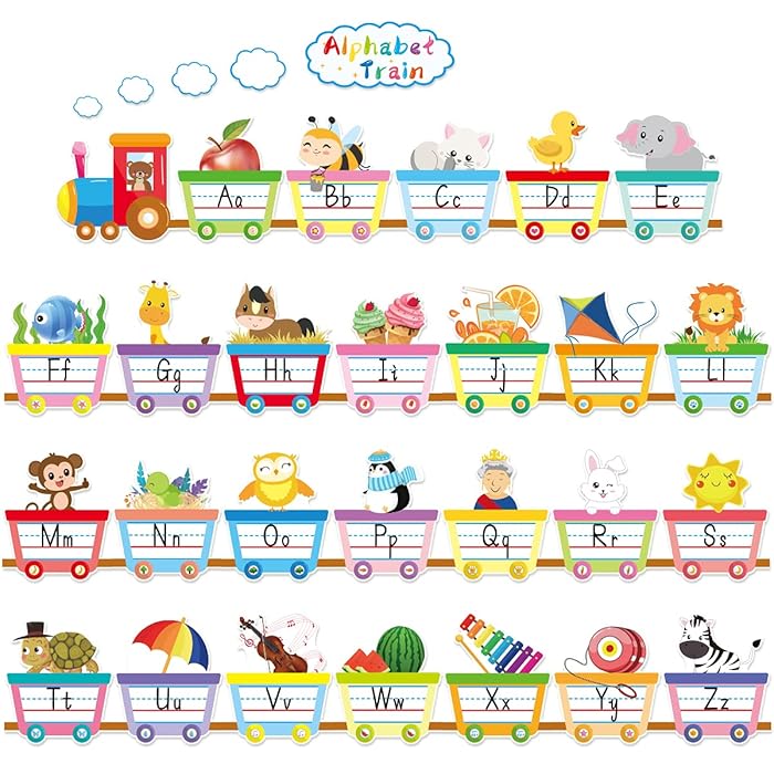 Buy Alphabet Train Bulletin Board Set Animals Alphabet Letter Wall ...