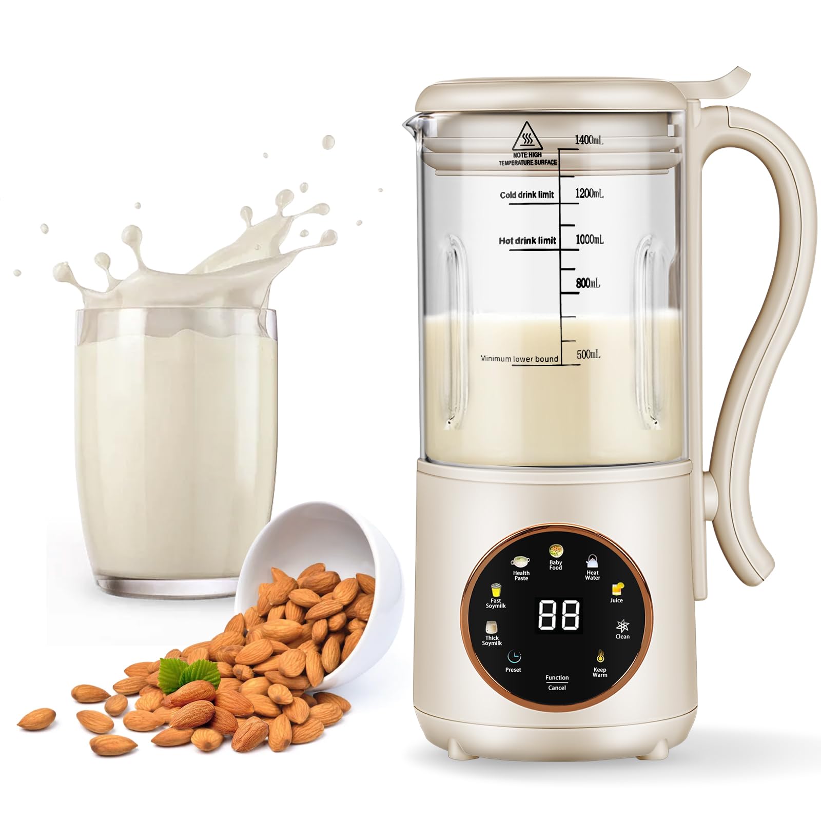 Amazon.com: Automatic Nut Milk Maker, 47oz(1400ml) Automatic Soybean ...