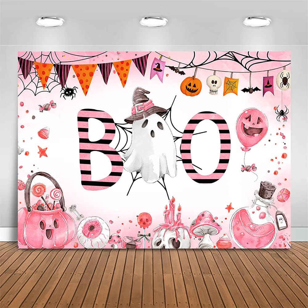 Amazon.com : Mocsicka Halloween Boo Backdrop Cute Spooky Ghost Pumpkin ...