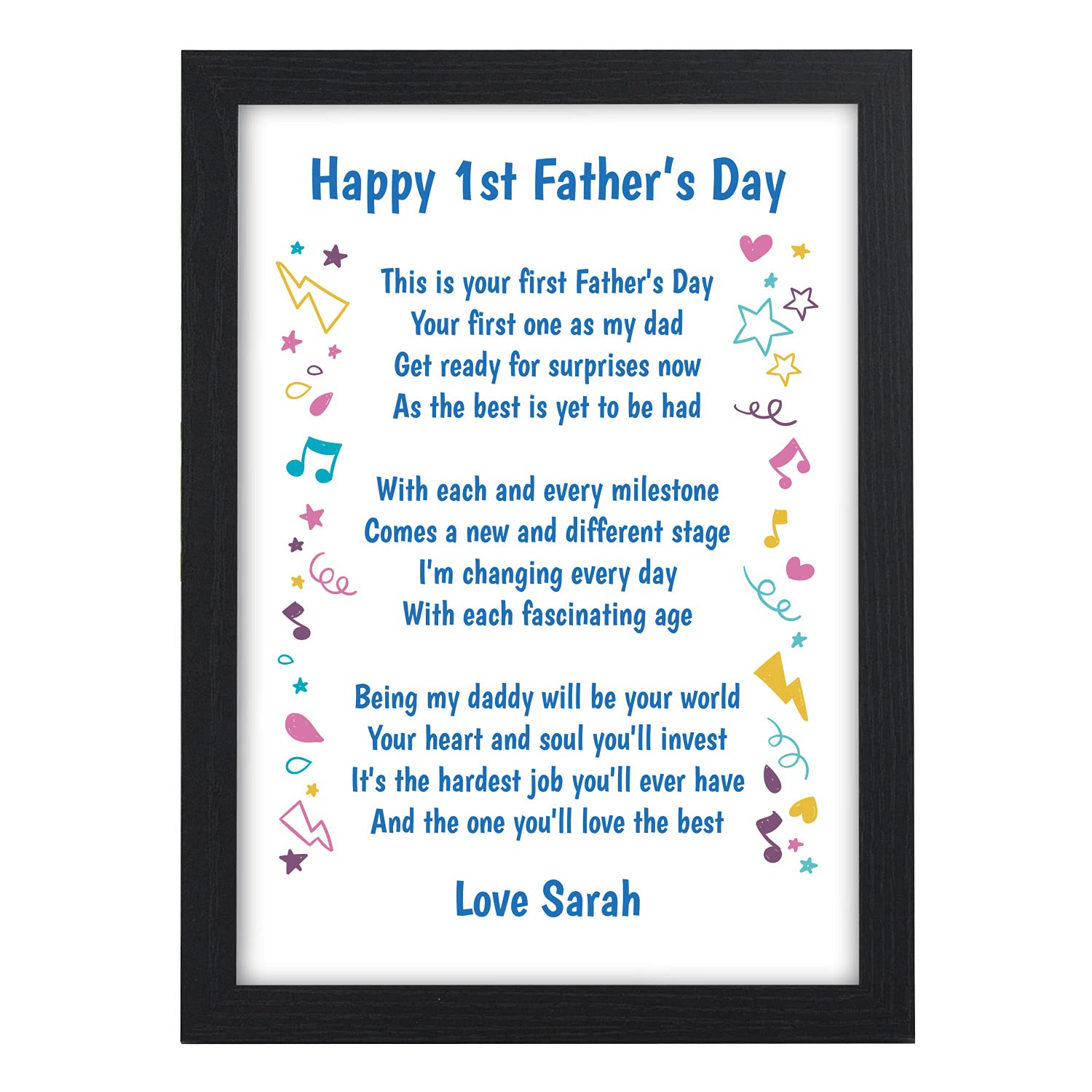 Personalised 1st First Fathers Day Poem Gifts from Baby Son Daughter ...