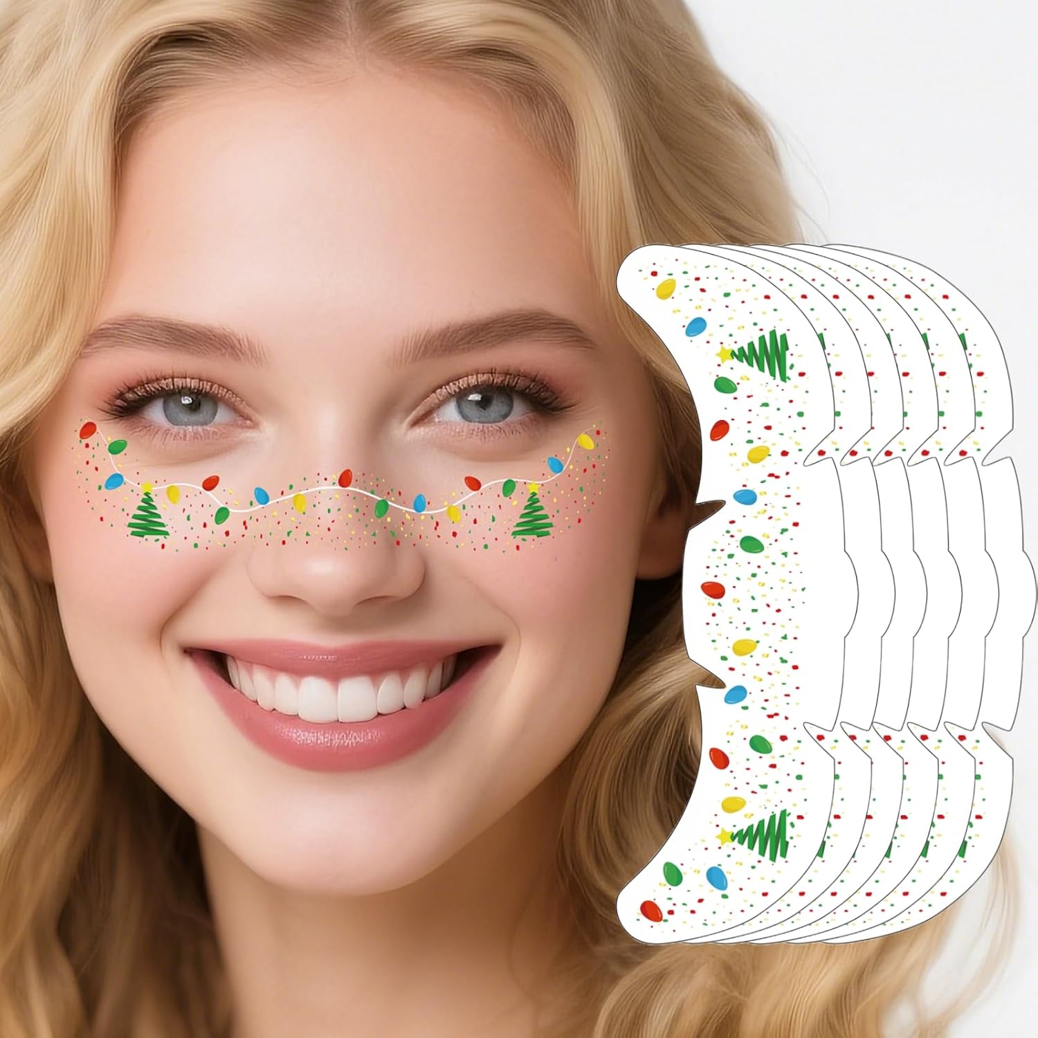 Amazon.com : 6PCS Christmas Glitter Freckles Face Tattoo, Sparkle ...