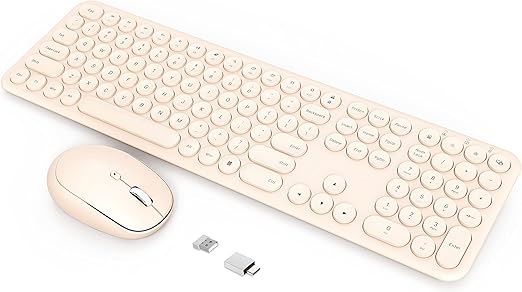 Amazon.com: Wireless Keyboard Mouse Combo, 2.4Ghz Aesthetic Quiet ...