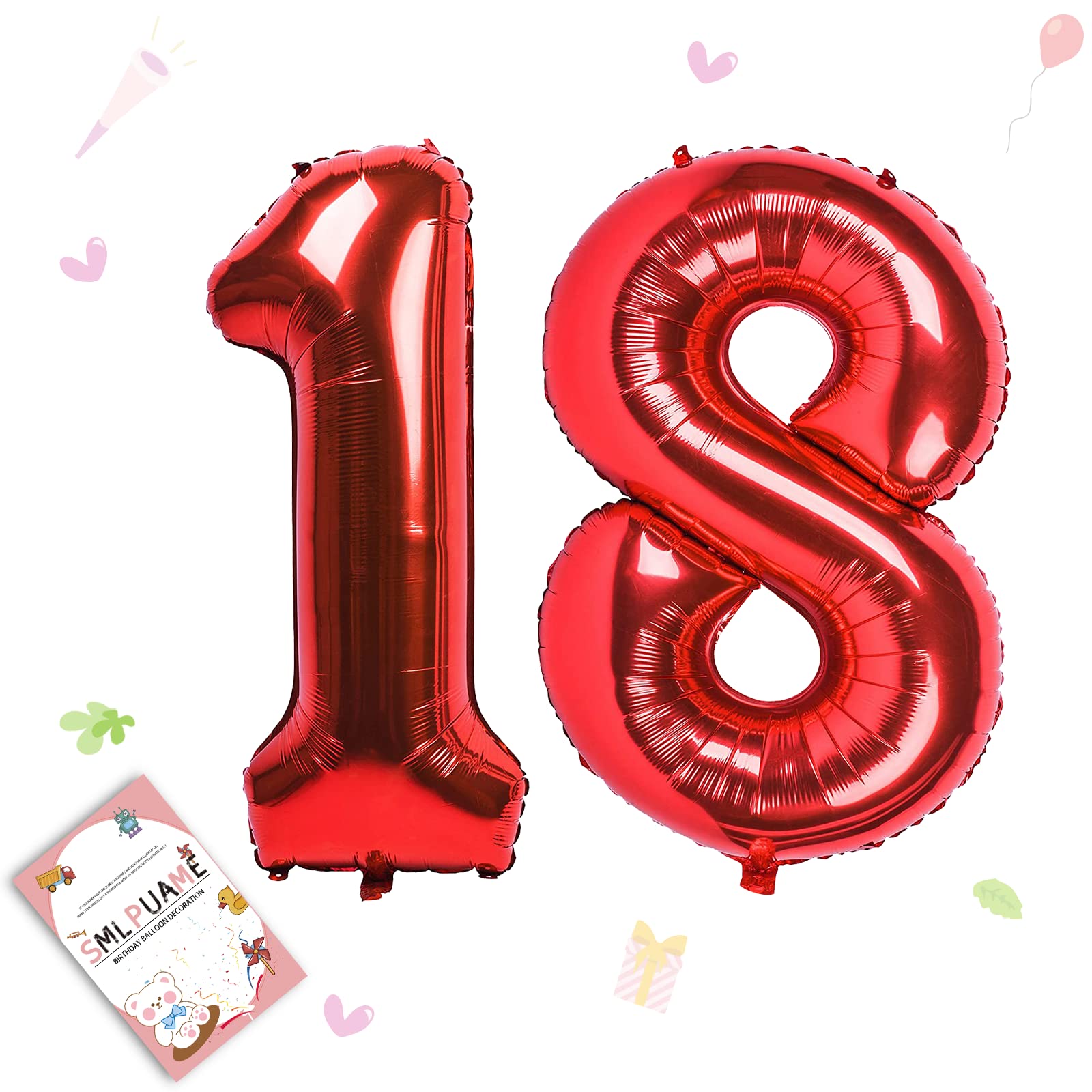 Amazon.com: Smlpuame 40 inch Number Balloon 0-9 Red Large Number 18 ...