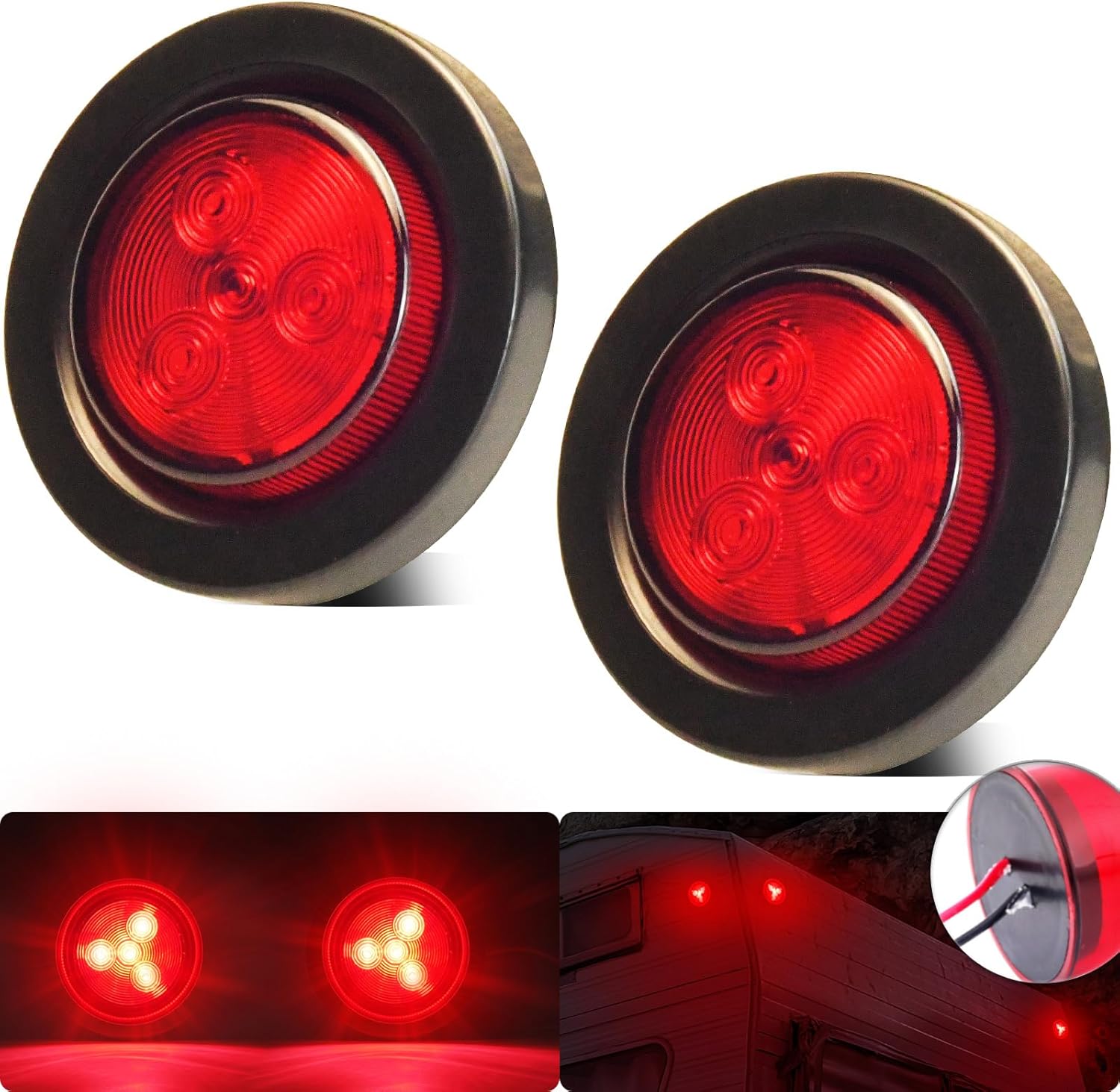 Amazon.com: WahMOTOTin 2Pcs 2" inch Round LED Trailer Running Tail ...