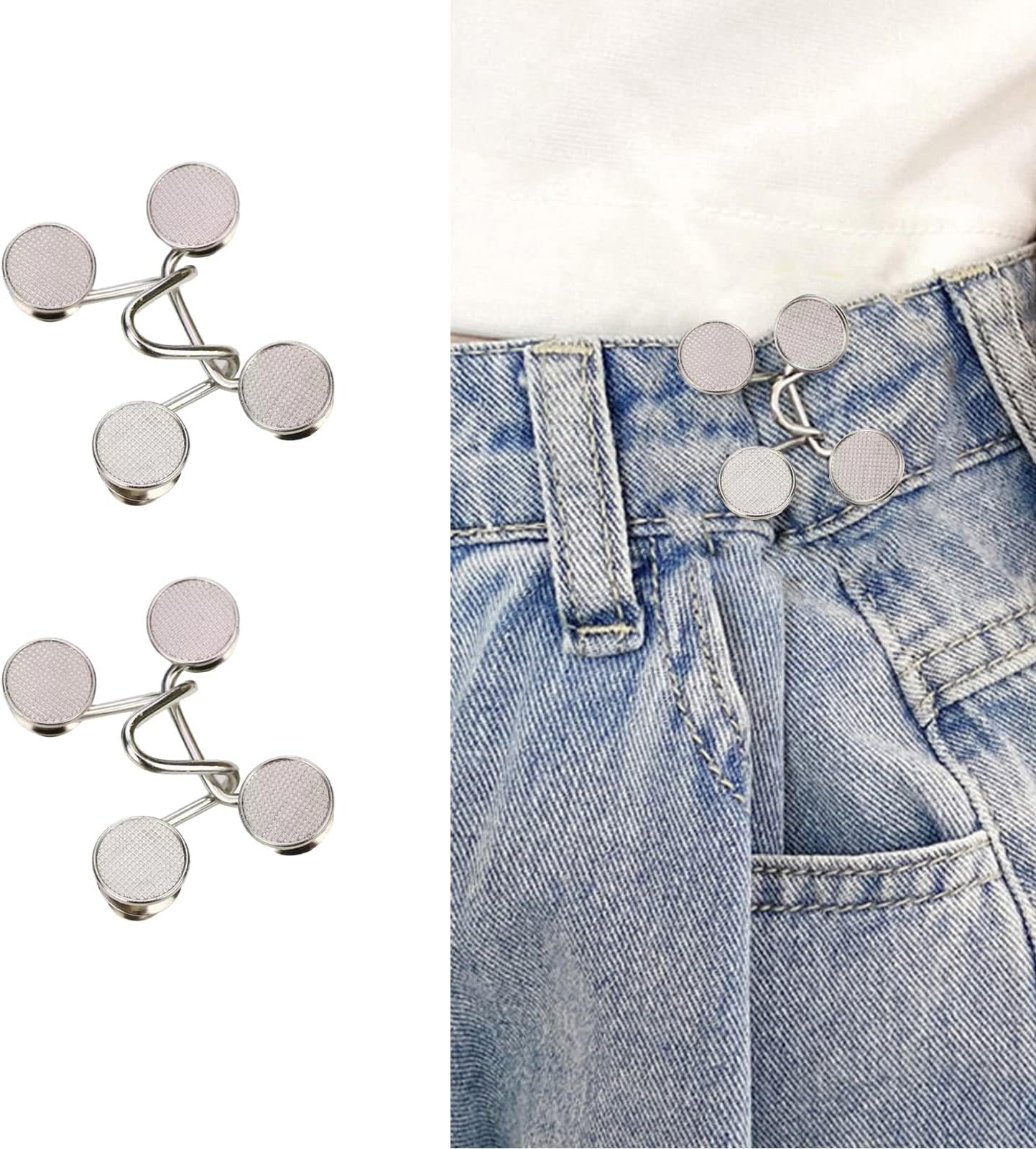 Amazon.com: Qeuly 2 Sets Pant Waist Tightener Instant Jean Buttons for ...