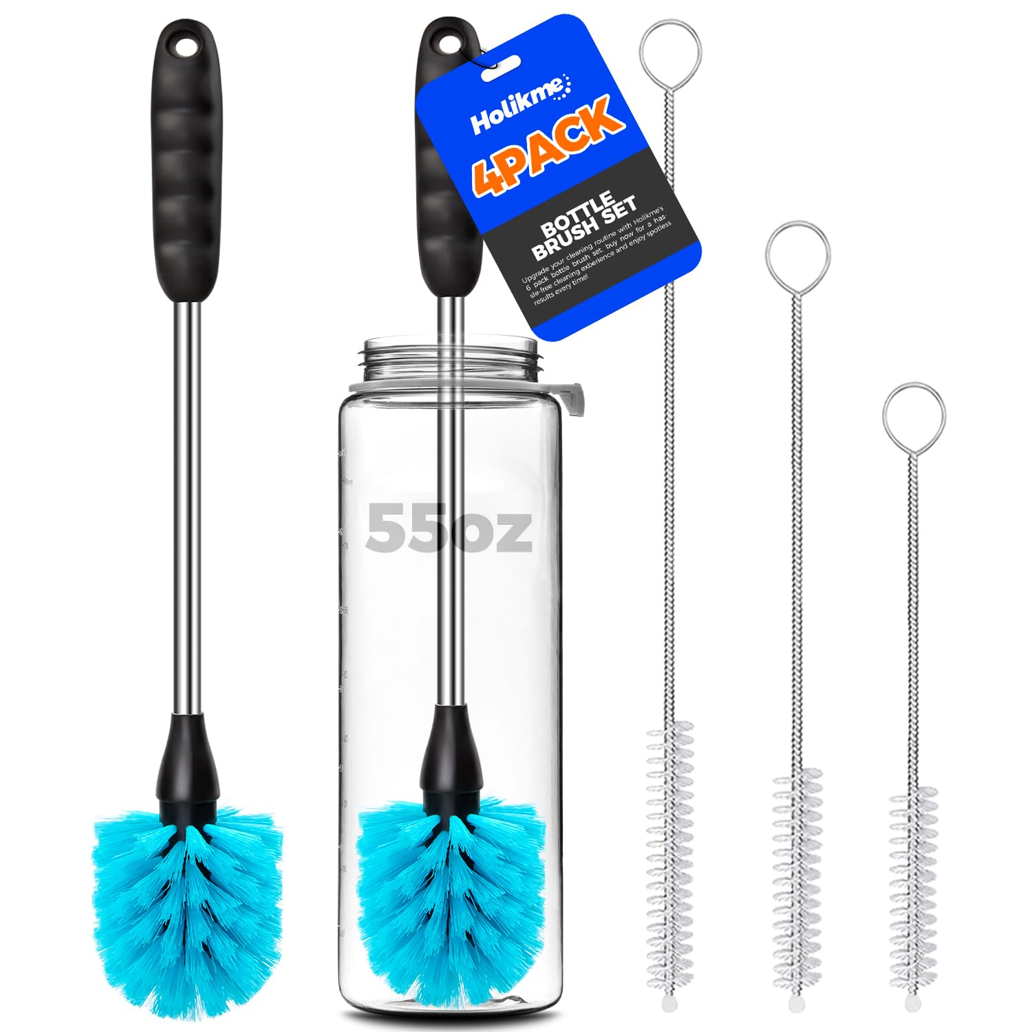 Amazon.com: Holikme Bottle Brush Cleaner Set, 14" Long Handle Stainless ...