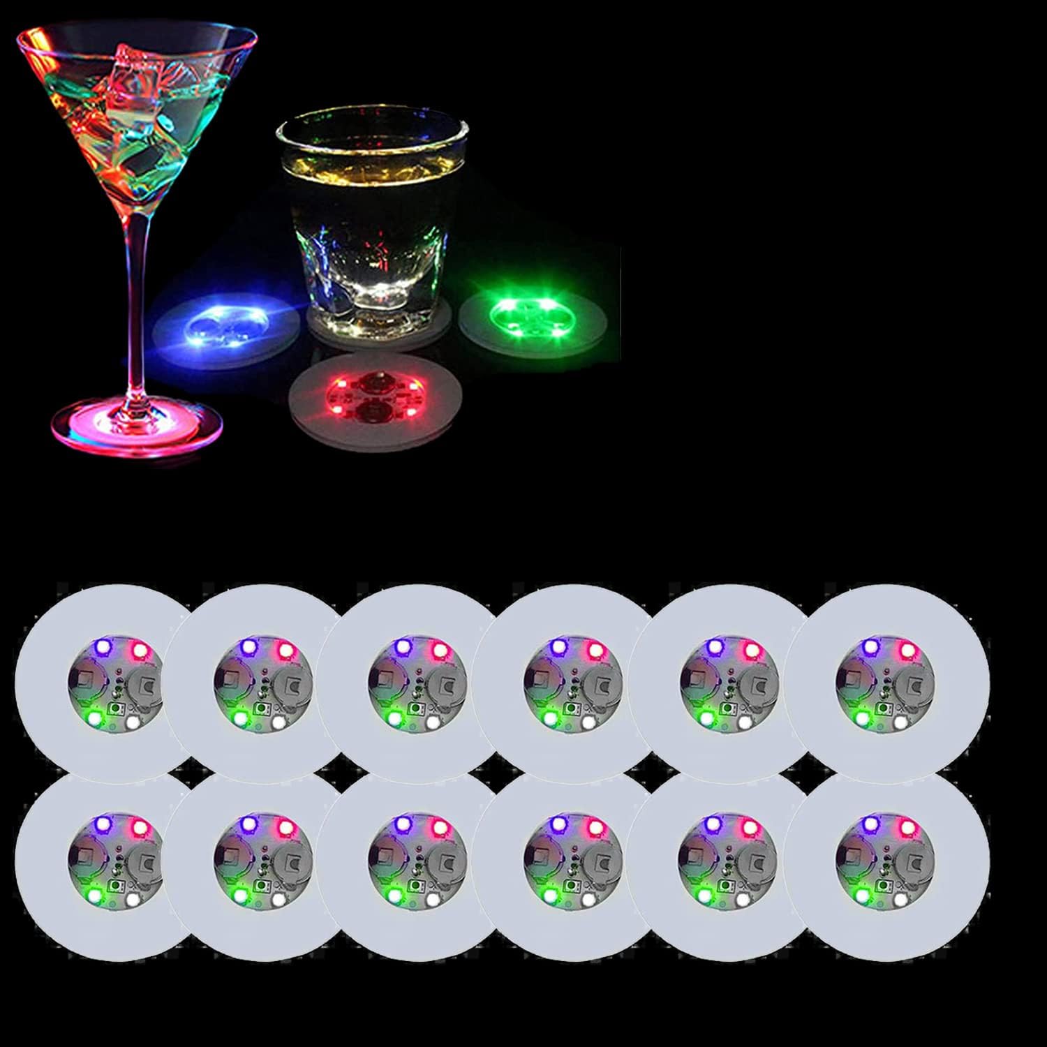 Amazon.com: Alunsito Light Up Coasters, 12 Pcs LED Bottle Lights Up Mat ...