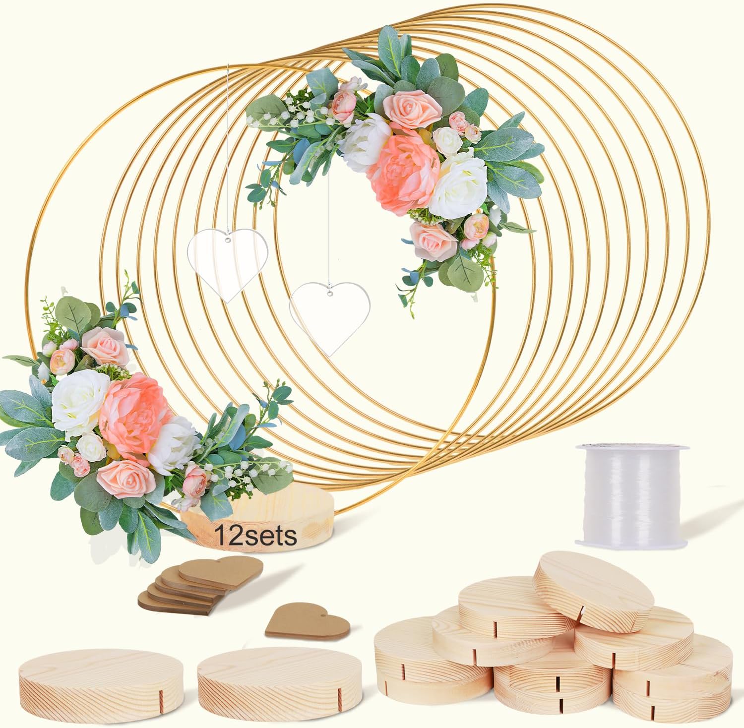 Amazon.com: GUDELAK 12 Set 12 Inch Floral Hoop Centerpiece Table ...
