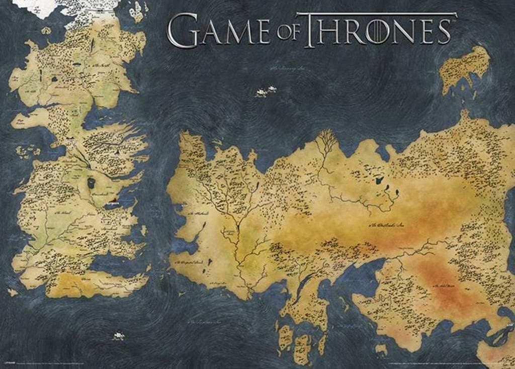 Game of Thrones Westeros And Essos Antique Map Metallic Poster, Multi ...