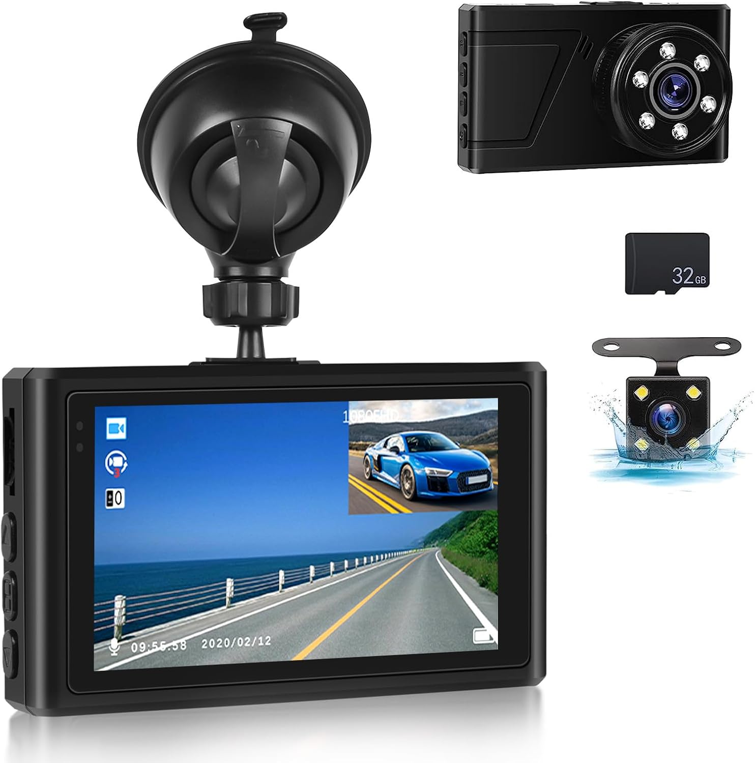 Amazon.com: Dual Dashcam Front and Rear, 1080P FHD Dash Camera for Cars ...