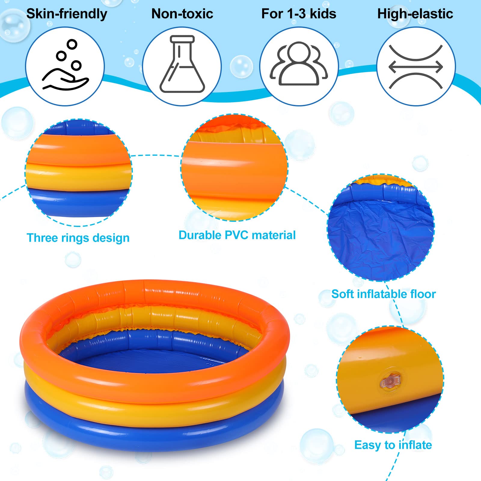 Snapklik.com : Jerify 6 Pack Kiddie Pool For Toddler 34 X 10 Inch ...