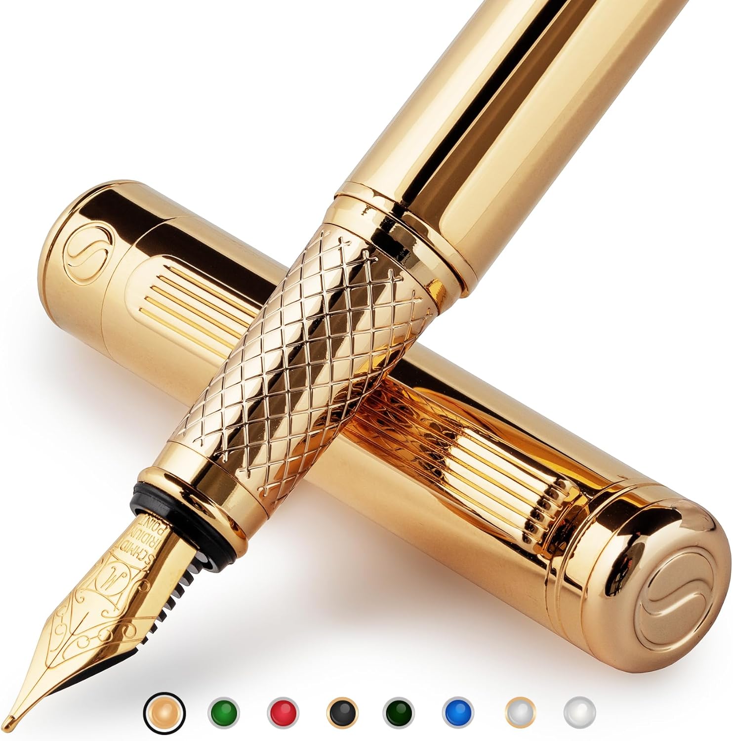 Scriveiner Luxury Fountain Pen - Stunning Gold Pen, Real Gold Plating ...