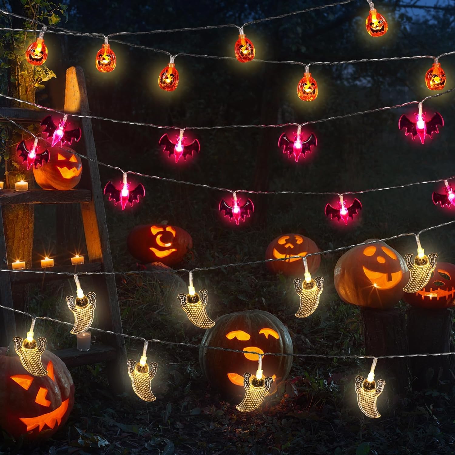 COOLKITALENT Luces de Halloween, Series de Luces Halloween, 9M 60 LED Luces Decoración Halloween ...