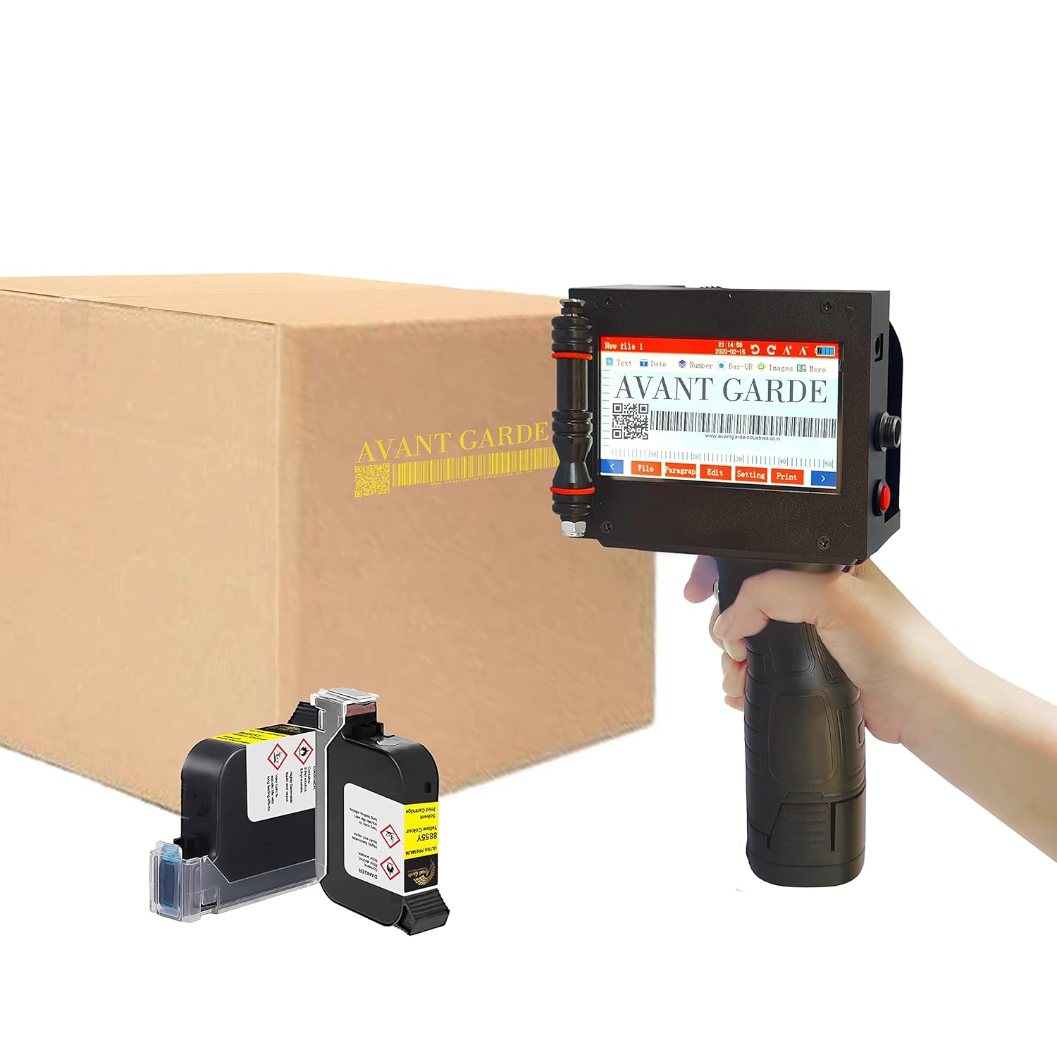 AVANT GARDE Handheld 12.7mm Thermal Inkjet Printer with Yellow Ultra ...