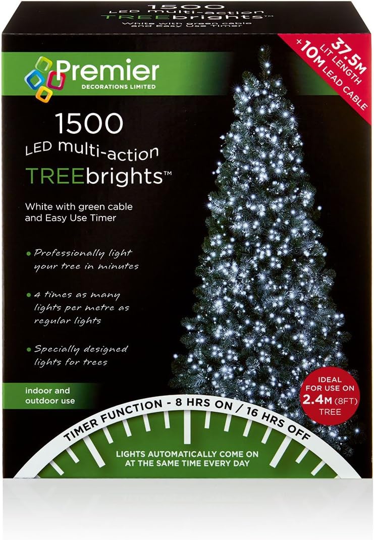 Premier Decorations - 1500 Multi Action TreeBrights LED Lights with ...
