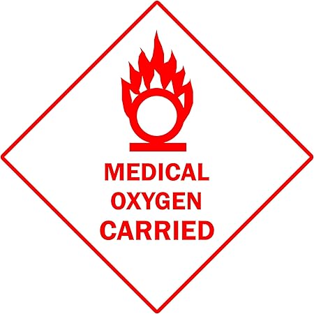 Caution oxygen in use Safety sign - Self adhesive sticker 200mm x 150mm ...