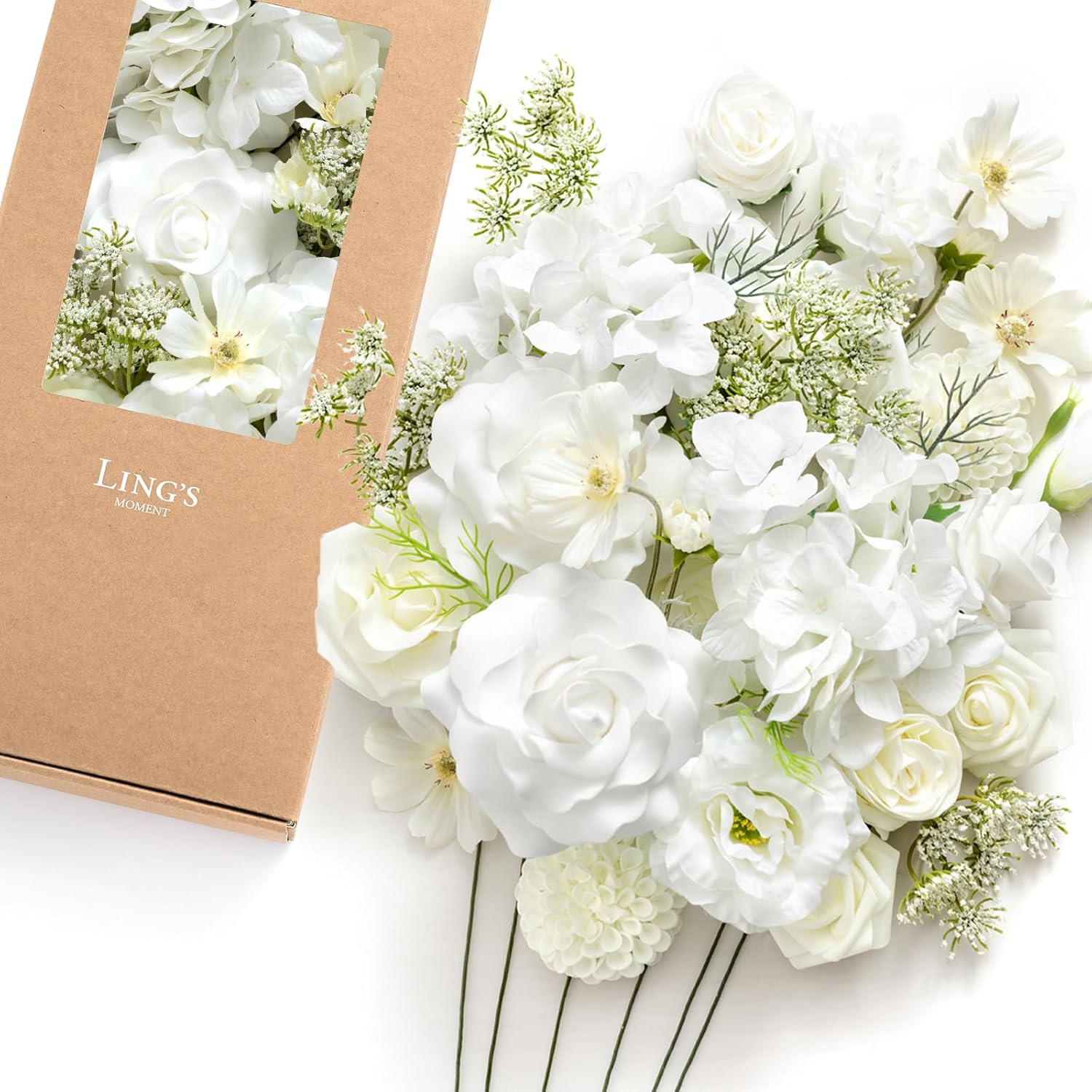 Amazon.com: Ling's Moment Fake Flowers Box, Artificial Faux Greenery ...