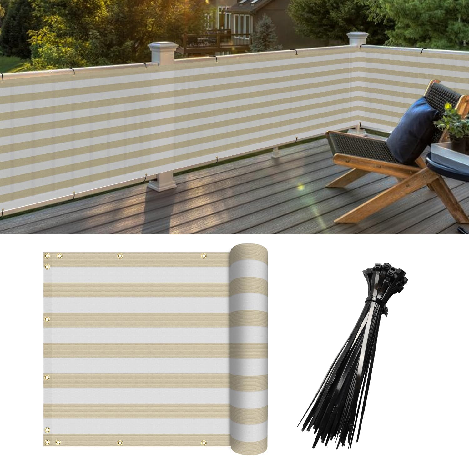 Amazon.com : Eden's Decor Balcony Privacy Screen Cover Mesh Windscreen ...