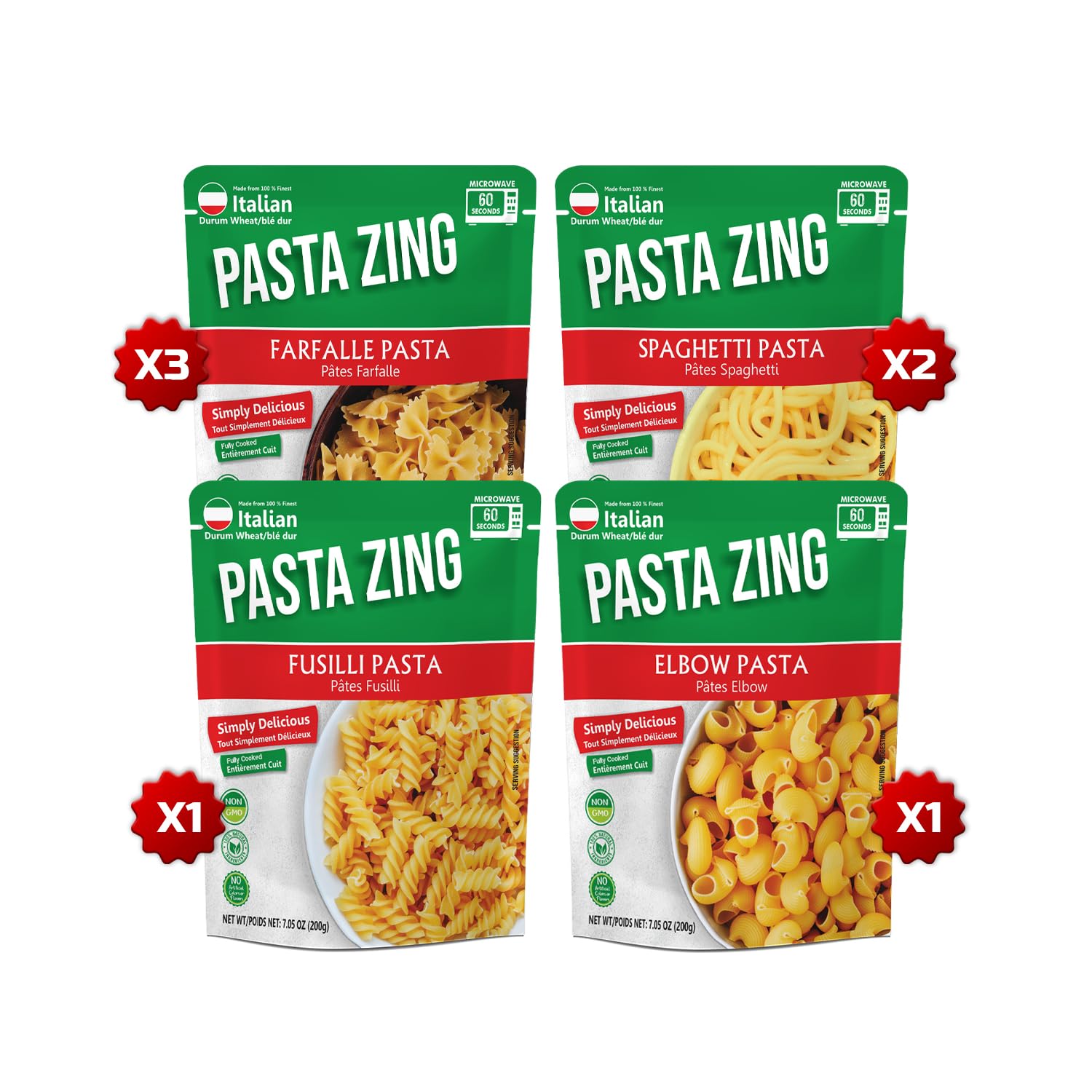 Amazon.com: Pasta Zing Microwavable Variety Pasta Pack of 7 | 2x ...