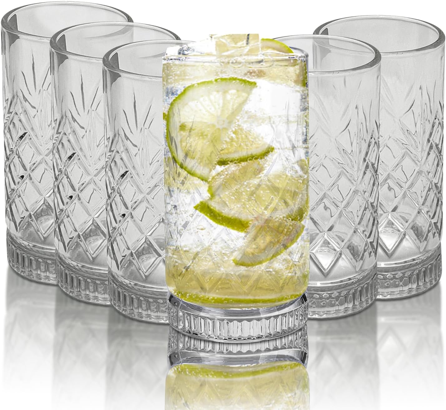 AKH 6X 460ml/ 16oz Tall Juice Glasses - Drinking Glasses Strong n ...