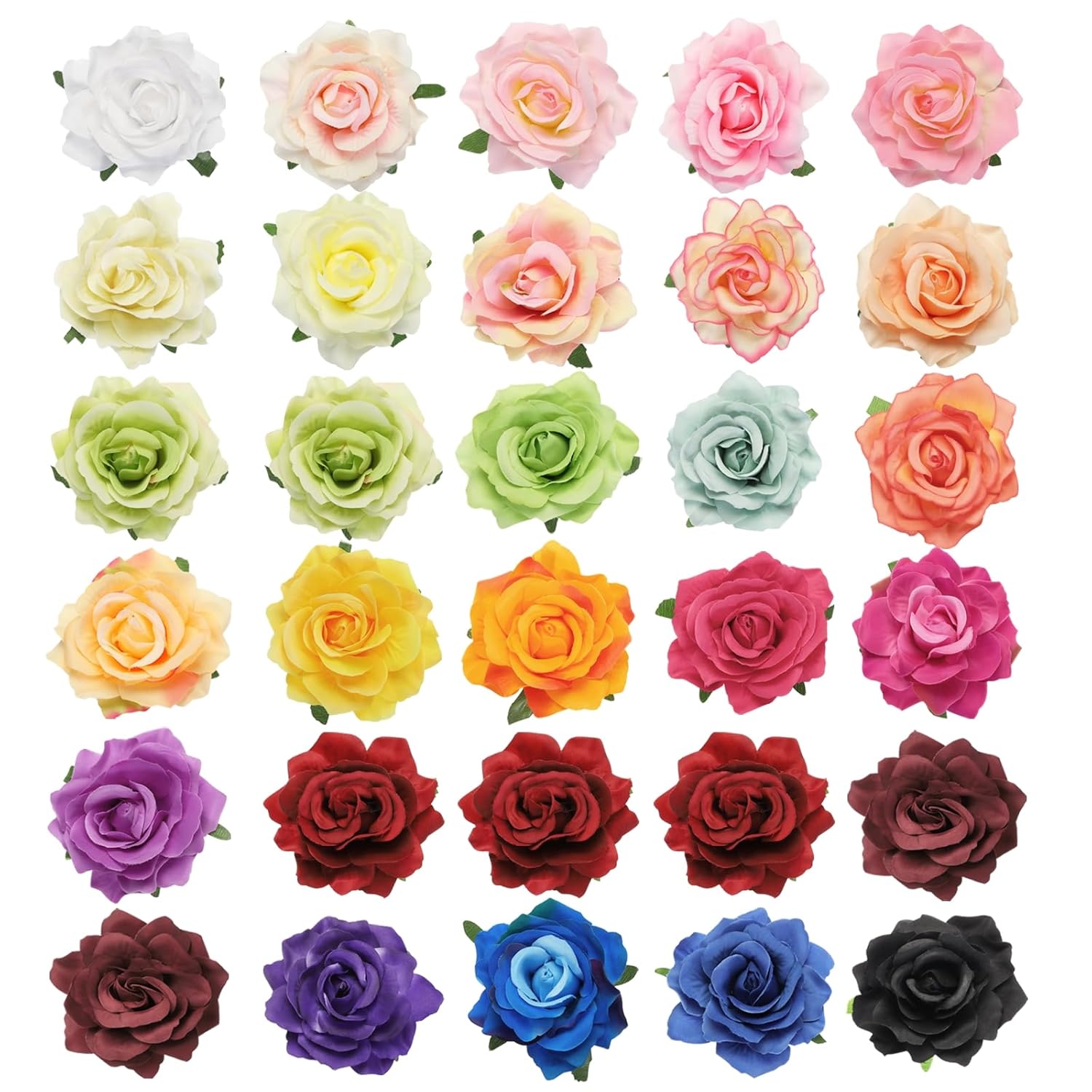 Amazon.com : MECCANIXITY Set of 30 Rose Flower Hair Clips 4 Inch Flower ...