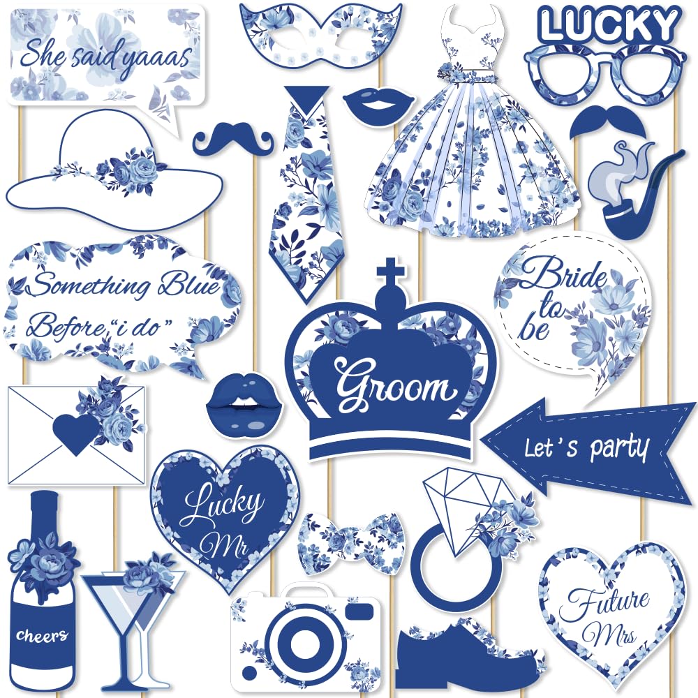 Amazon.com: 24 Pcs Something Blue Before i Do Photo Booth Props ...