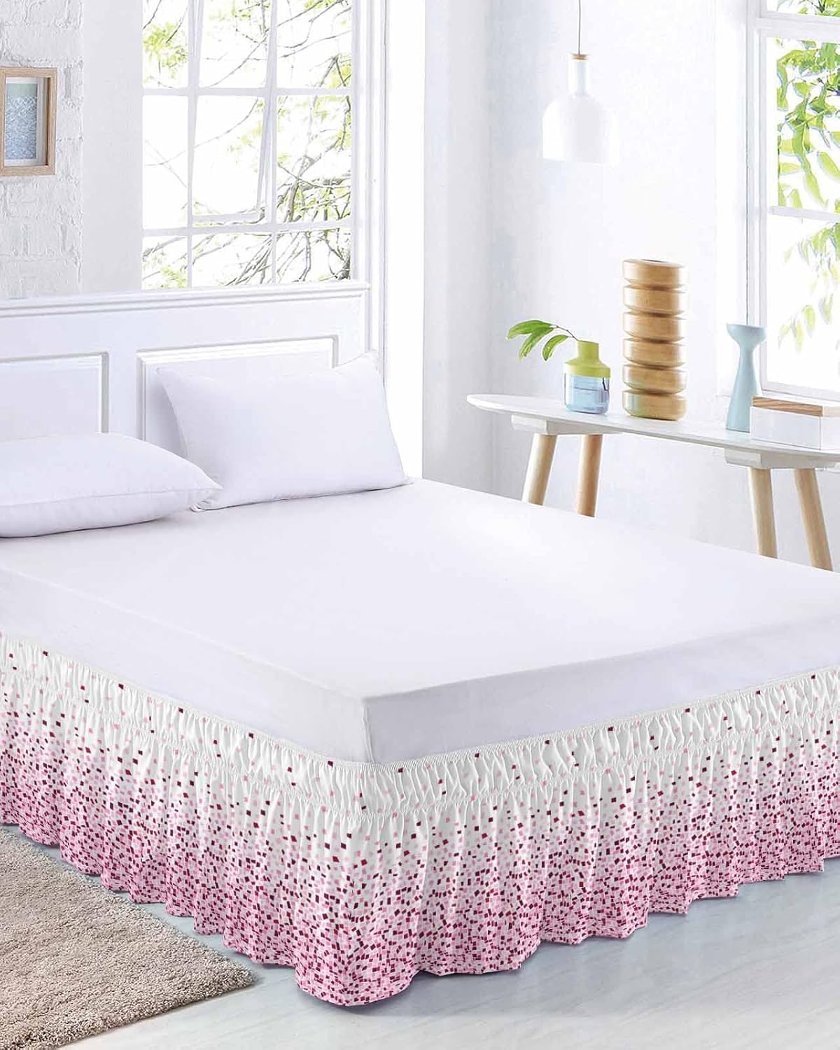 Amazon.com: Modern Blush Pink Bed Skirt Queen Size 18 Inch Drop ...