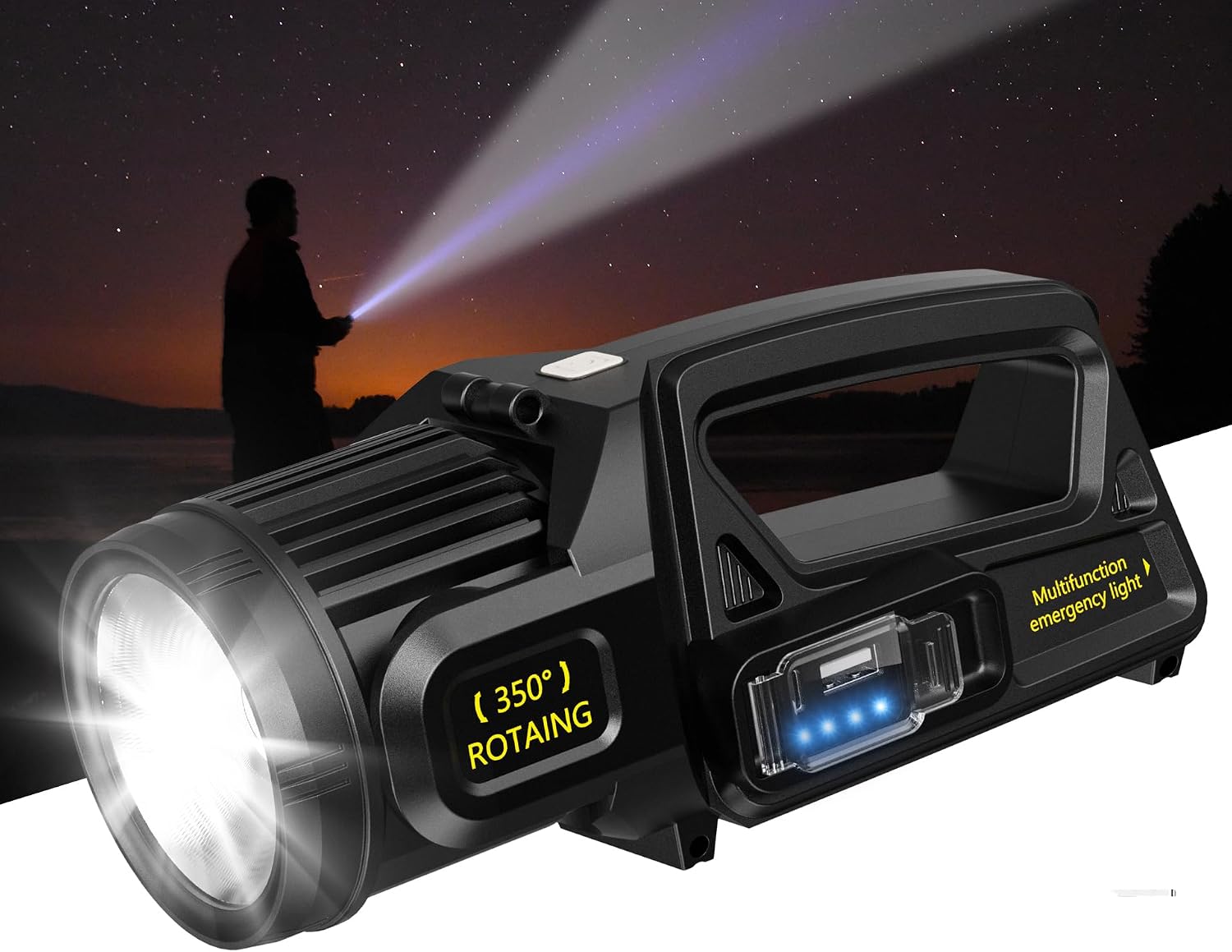 1300000 L Spotlight, Rechargeable Led Spotlight Flashlight with 350 ...
