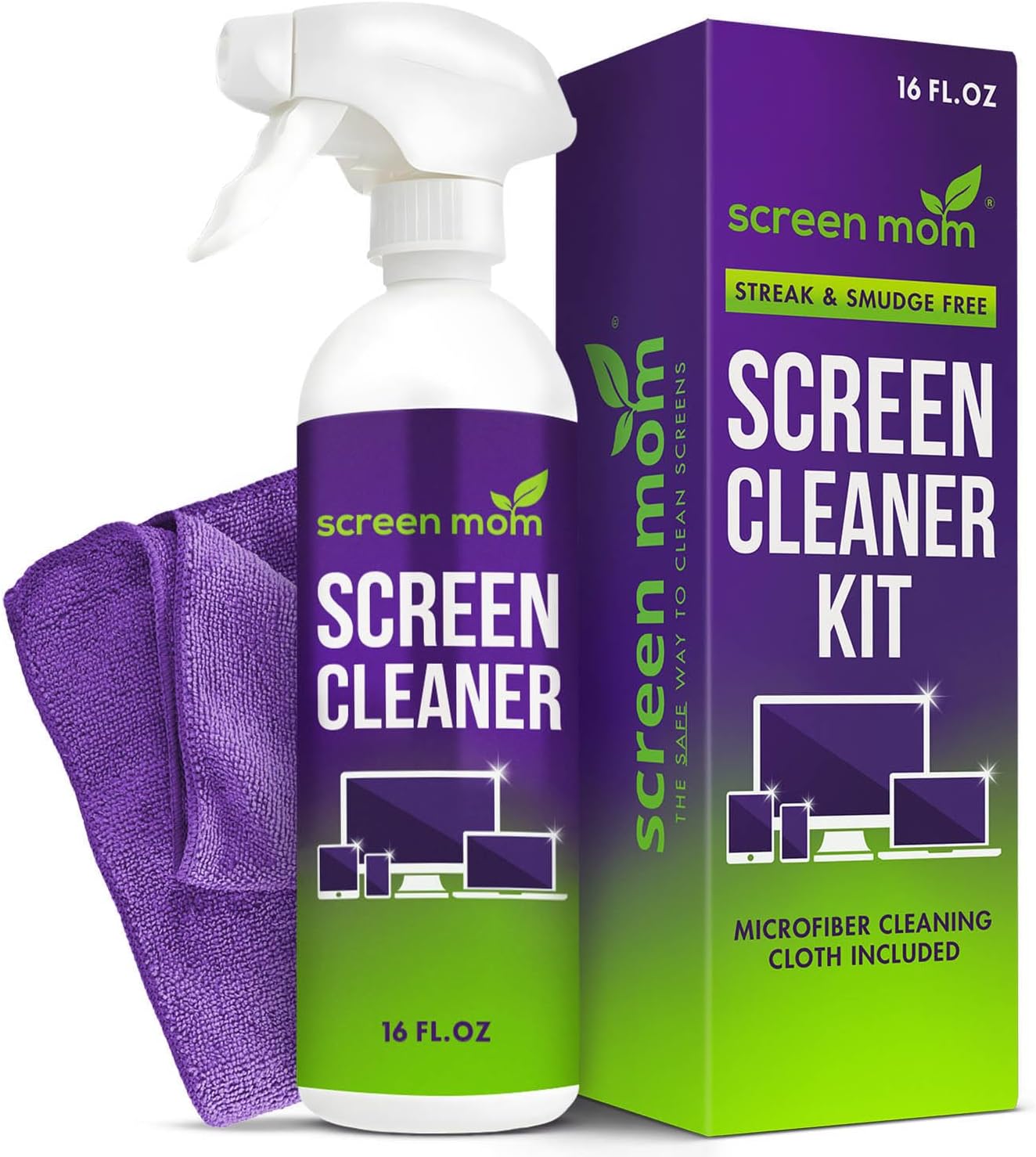 Amazon.com: Screen Mom Screen Cleaner Spray and Microfiber Cloth 16oz ...