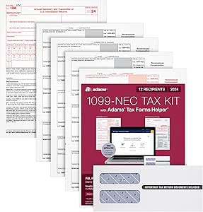 Amazon.com : Adams 2024 1099 NEC Kit for 12 Recipients, 4 Part Laser 1099 Forms, 3 1096 Forms ...