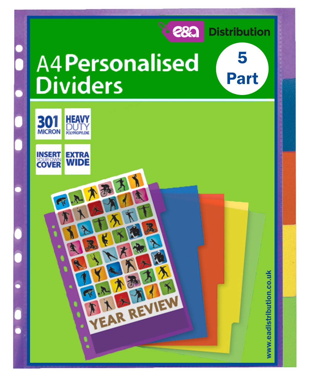 A4 File Dividers Plastic Coloured Tabs Subject Filing Numbered A-Z ...