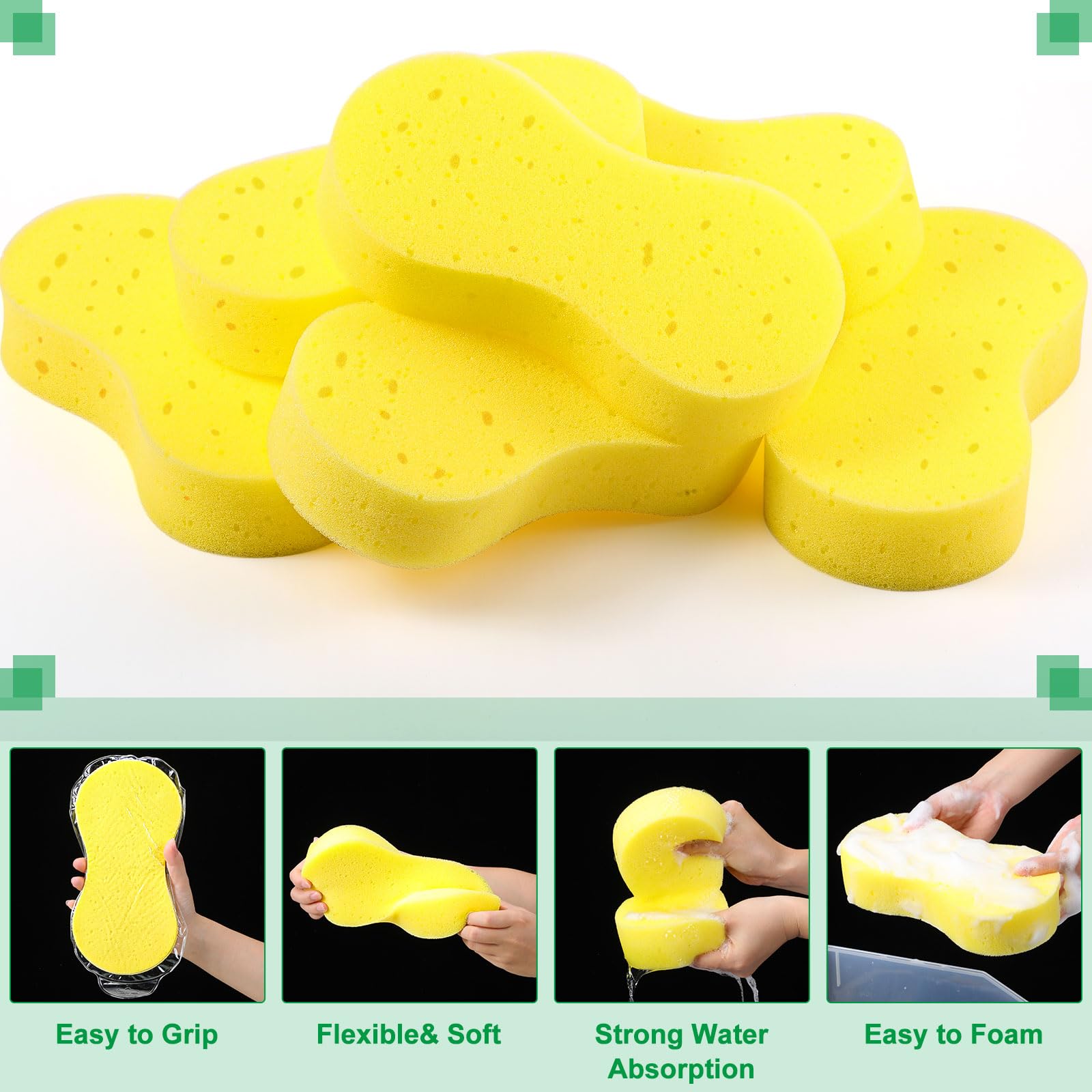Snapklik.com : Vesici 60 Pack Car Wash Sponges Large Sponges Bulk Big ...