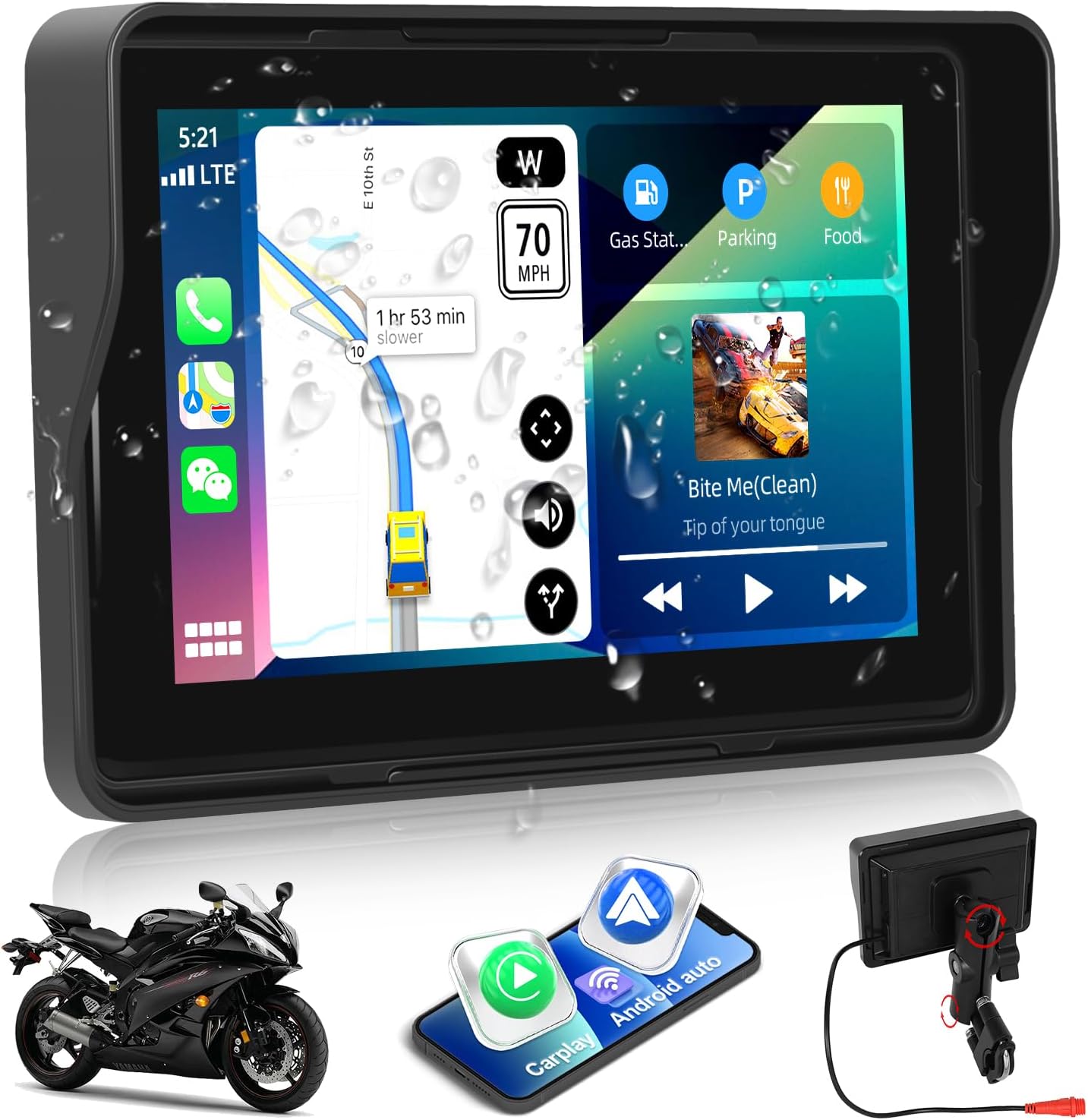 Carpuride W502 Écran Carplay pour Moto, écran Tactile étanche de 5 ...