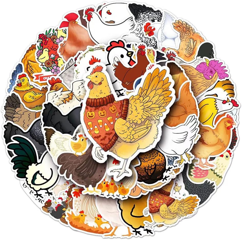 Amazon.com: Chicken Stickers| 100 PCS | Cute Yellow Stickers, Vinyl ...