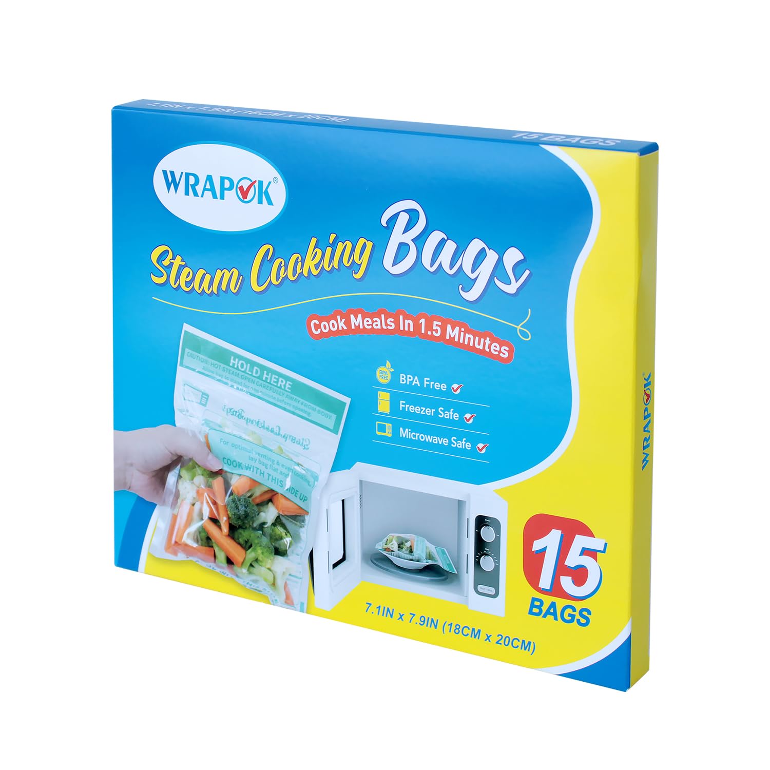 Amazon.com: WRAPOK Microwave Steamer Bags 15 Pack Zip Steam Vegetable Cooking Bag for Potatoes ...