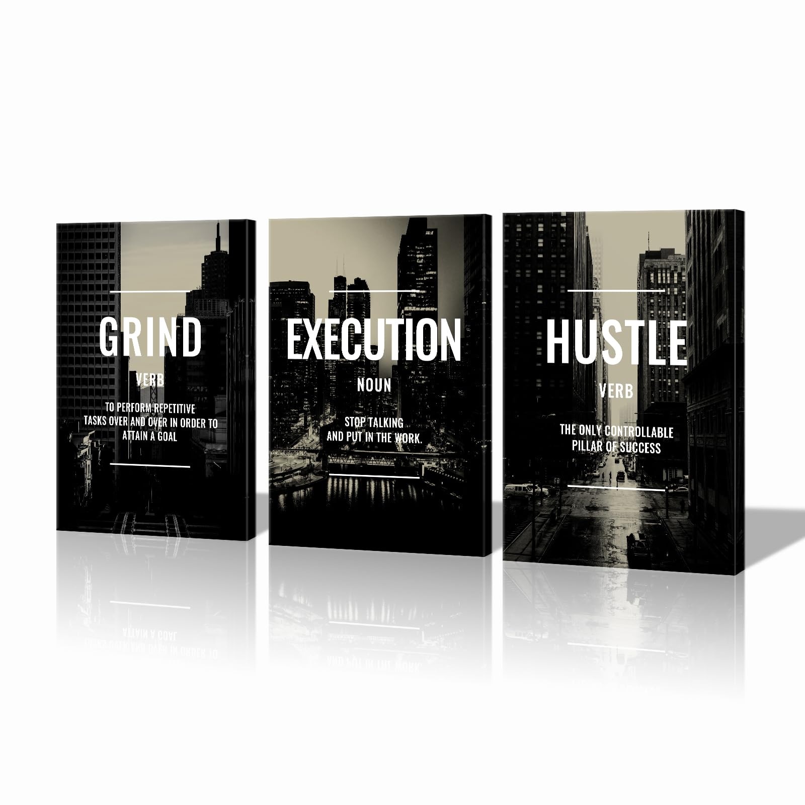 Amazon.com: Xbolu Motivational Wall Decor Framed Grind Hustle Execution ...