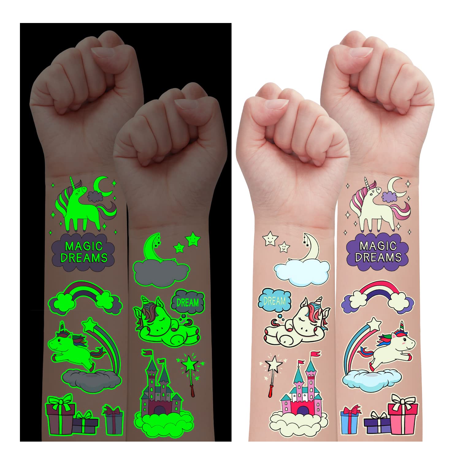 Amazon.com : Partywind 225 Styles (30 Sheets) Luminous Kids Temporary ...