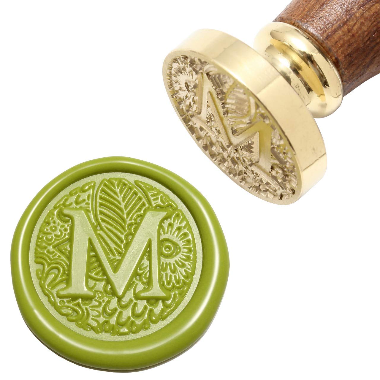 Amazon.com : Letter M Wax Seal Stamp, Yoption Brass Head Botanical ...
