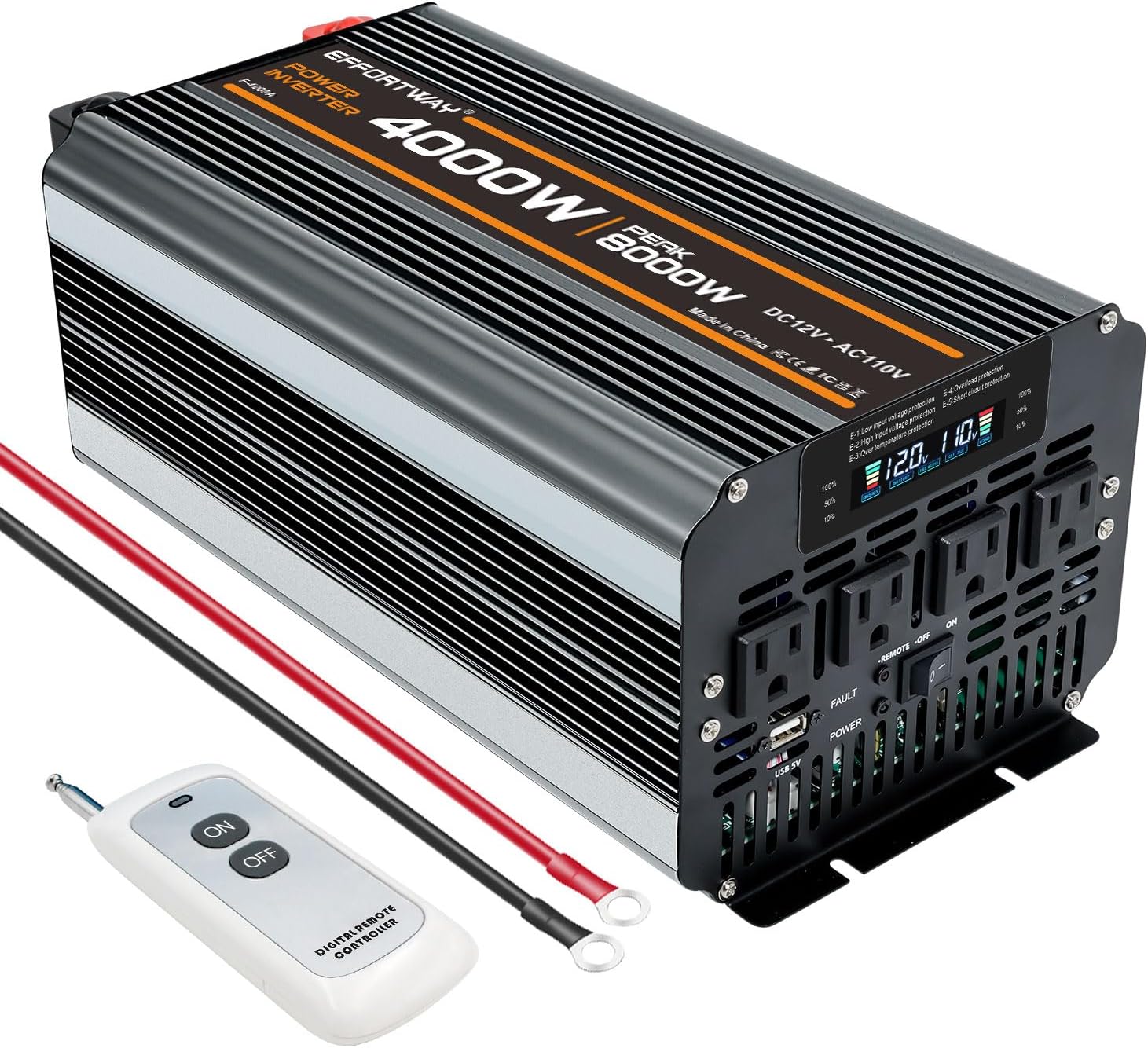 Amazon.com: 4000w Power Inverter DC 12V to AC 110V/120V Converter with ...
