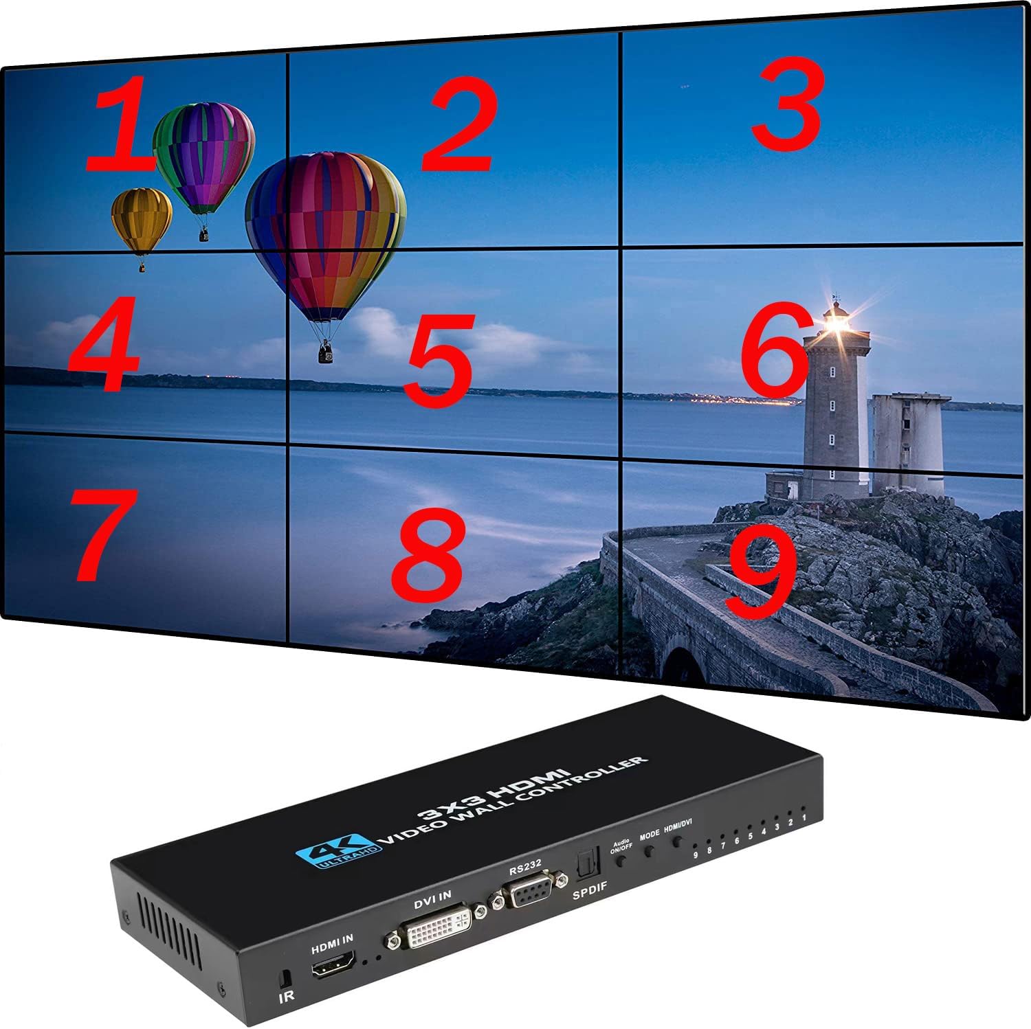 Amazon.com: Video Wall Controller 3X3 4K TV Wall Controller 3x3 3x2 2x2 ...
