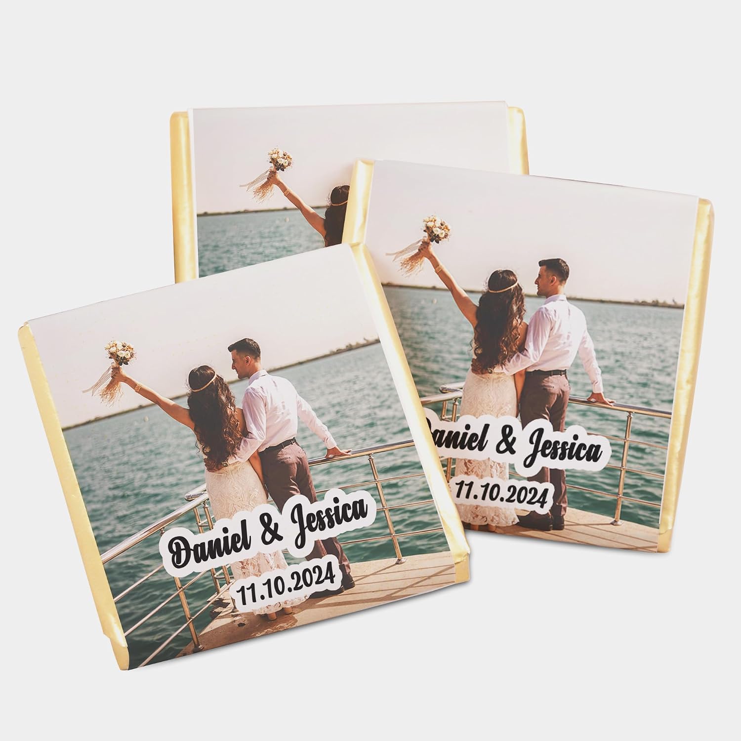 Amazon.com: Set of 50 Personalized Wedding Chocolate, Custom Chocolate ...