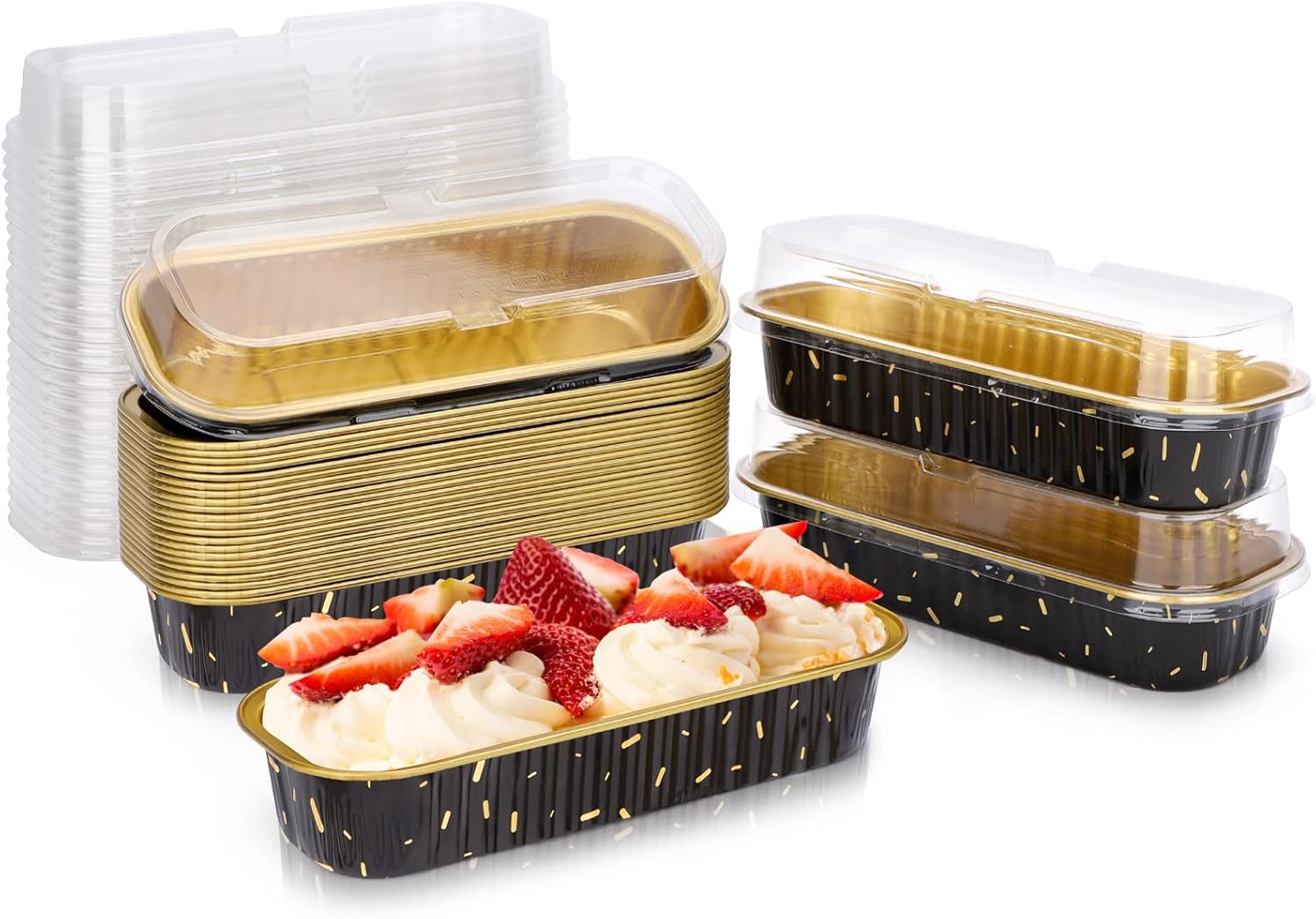 Amazon.com: Suice Mini Cake Pans with Lids 6.5"x2.5"x1.2", 25pcs Individual Cupcake Container ...