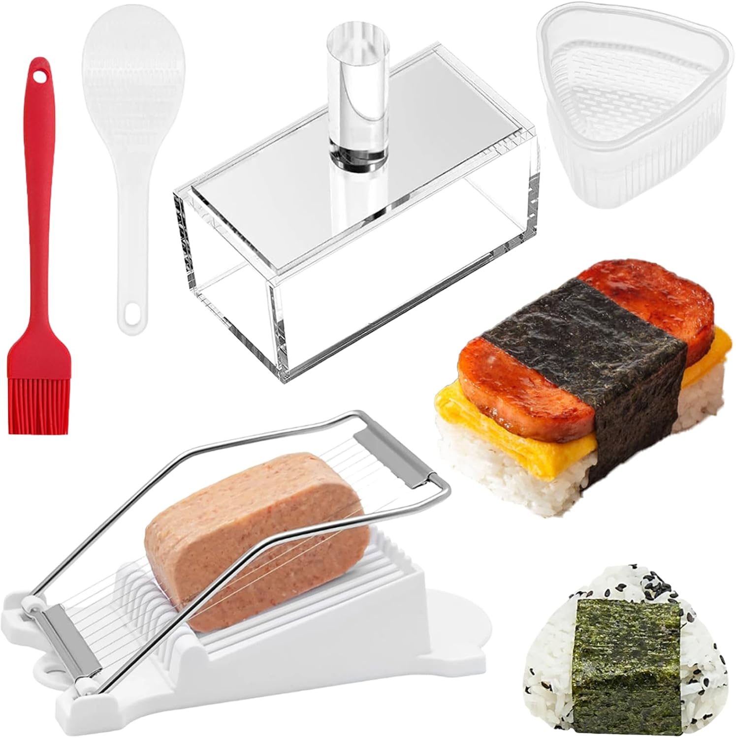 Amazon.com: 5 Pcs Acrylic Musubi Mold Kit Musubi Press Mold Stainless ...